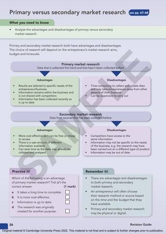Cambridge Nationals Enterprise and Marketing Revision Guide Sample by ...