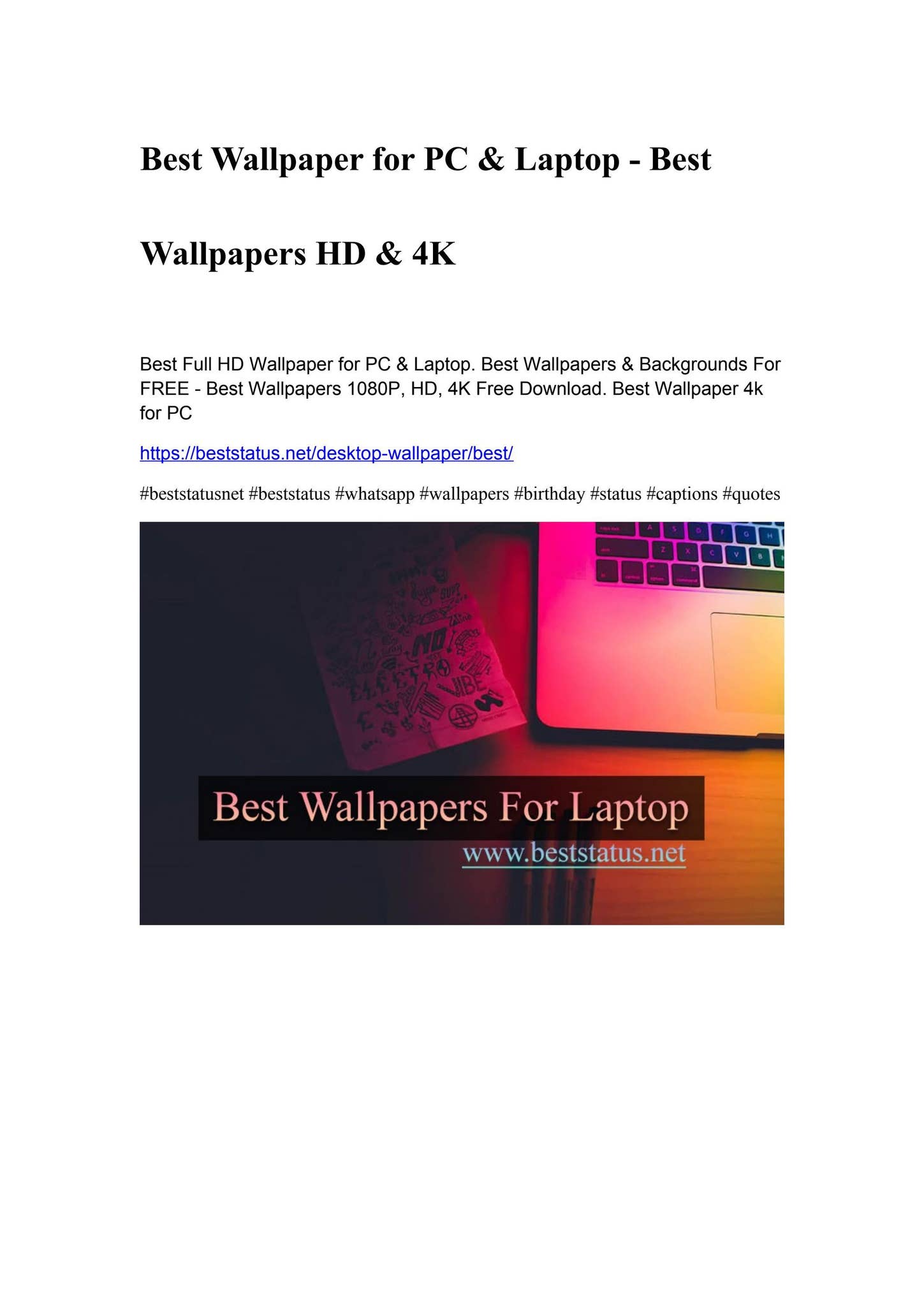 Best Wallpaper for PC & Laptop - Best Wallpapers HD & 4K by Best Status ...