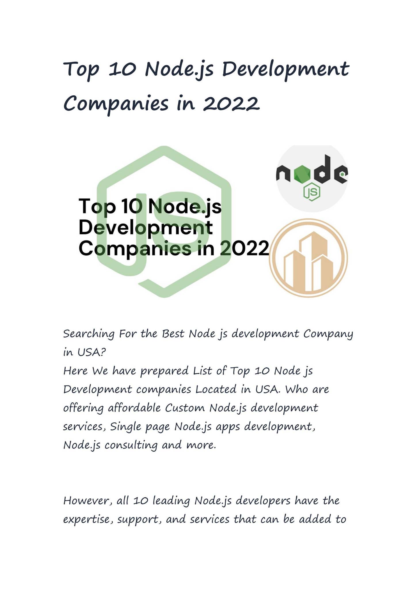 Top 10 Node.js Development Companies in 2022 by Shiv Technolabs - Issuu