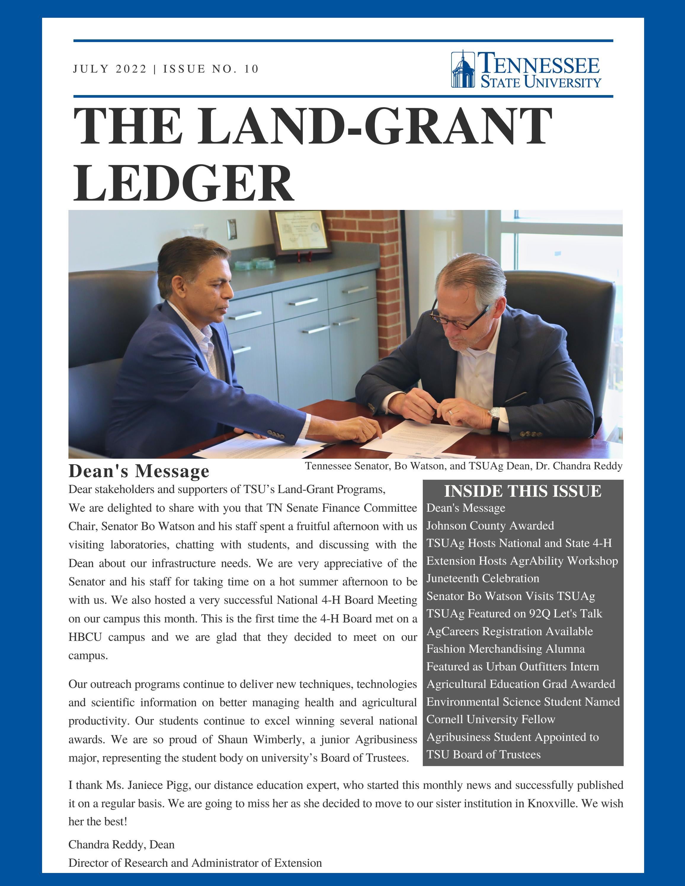 The Land-Grant Ledger: July 2022 by The Tennessee State University ...