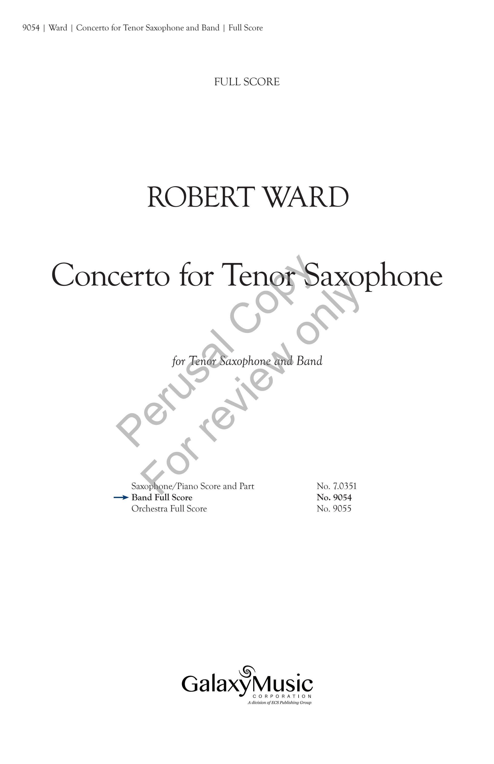 Robert Ward - Concerto for Tenor Saxophone and Band by ECS Publishing ...