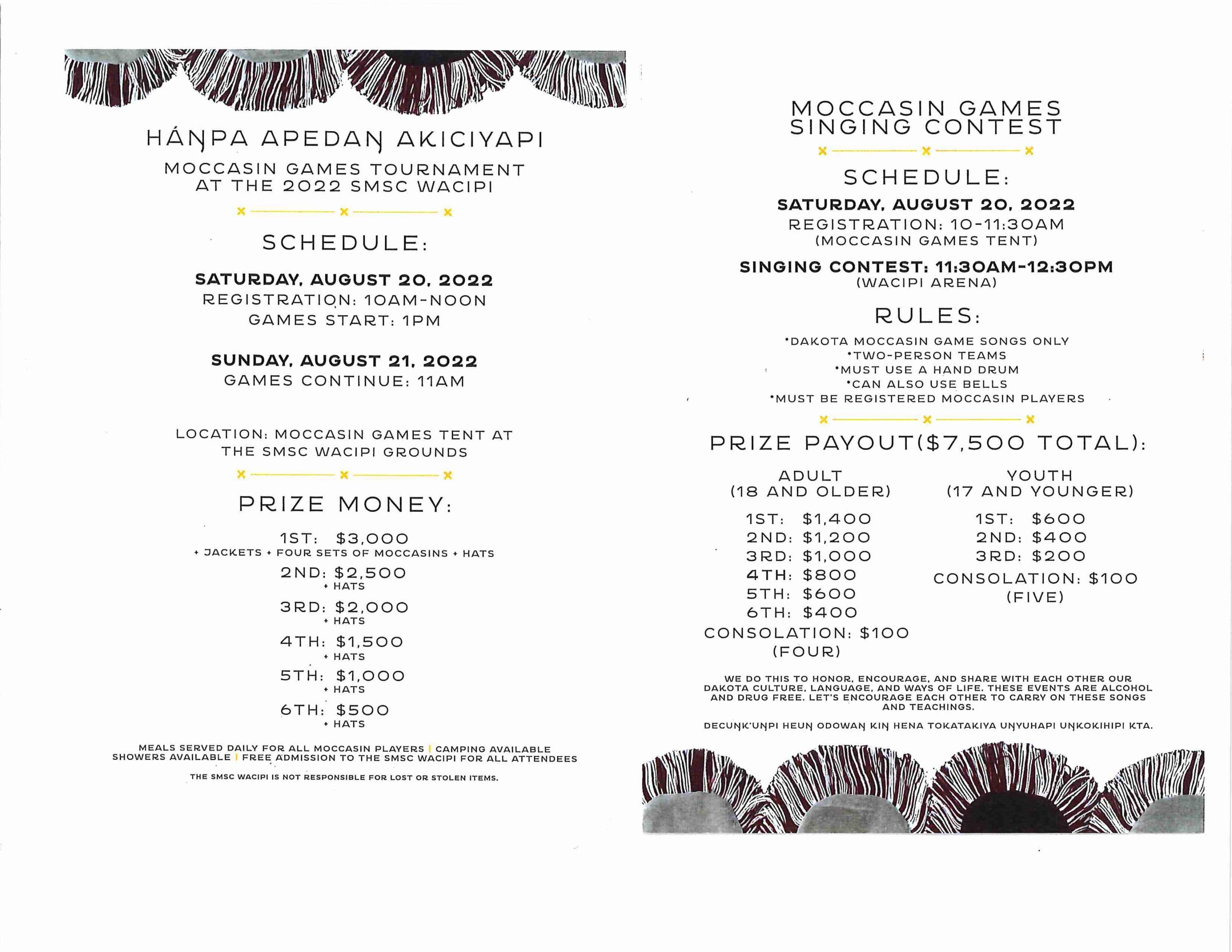2022 Wacipi - Moccasin Games Tournament by Shakopee Mdewakanton Sioux ...