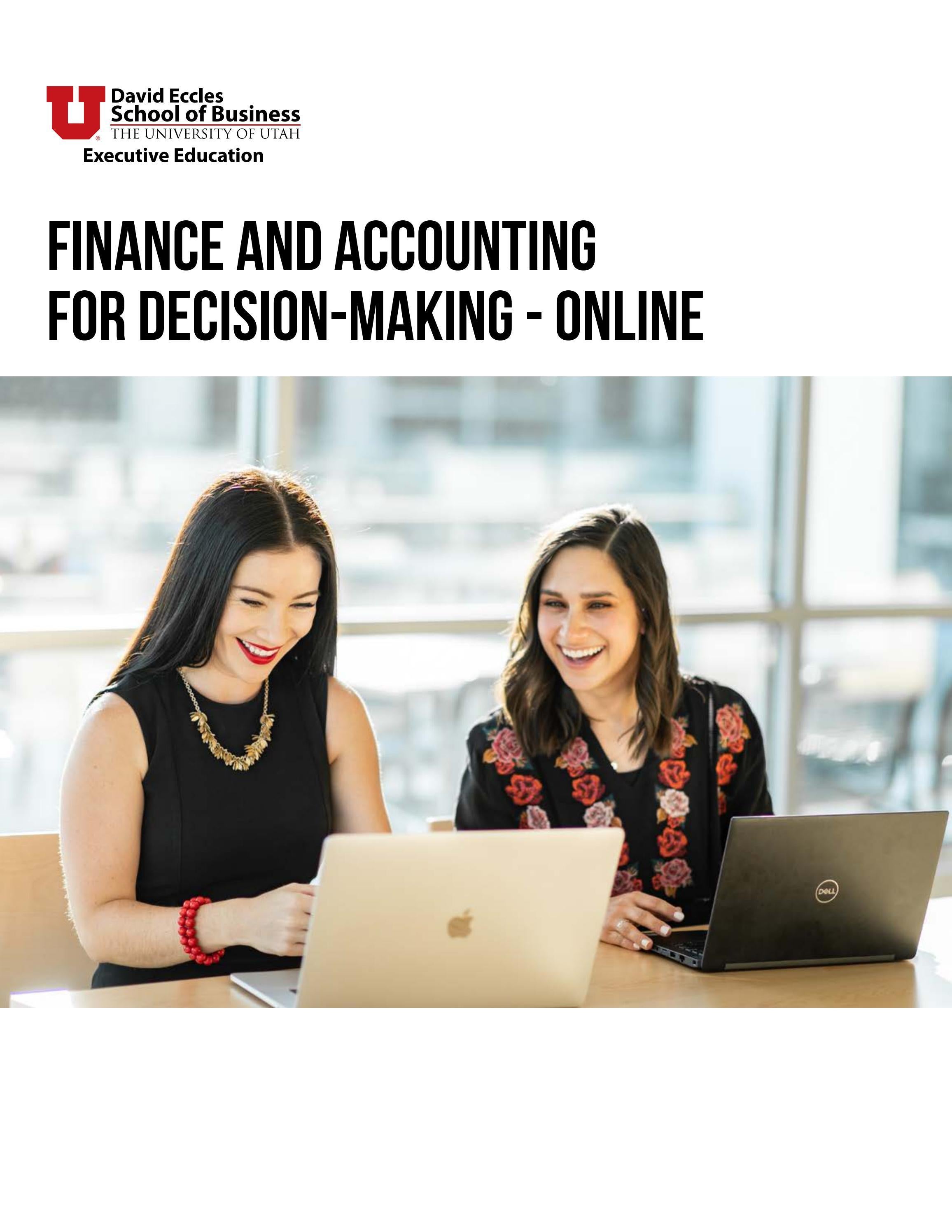 Finance & Accounting For Decision-Making - Online by University of Utah ...