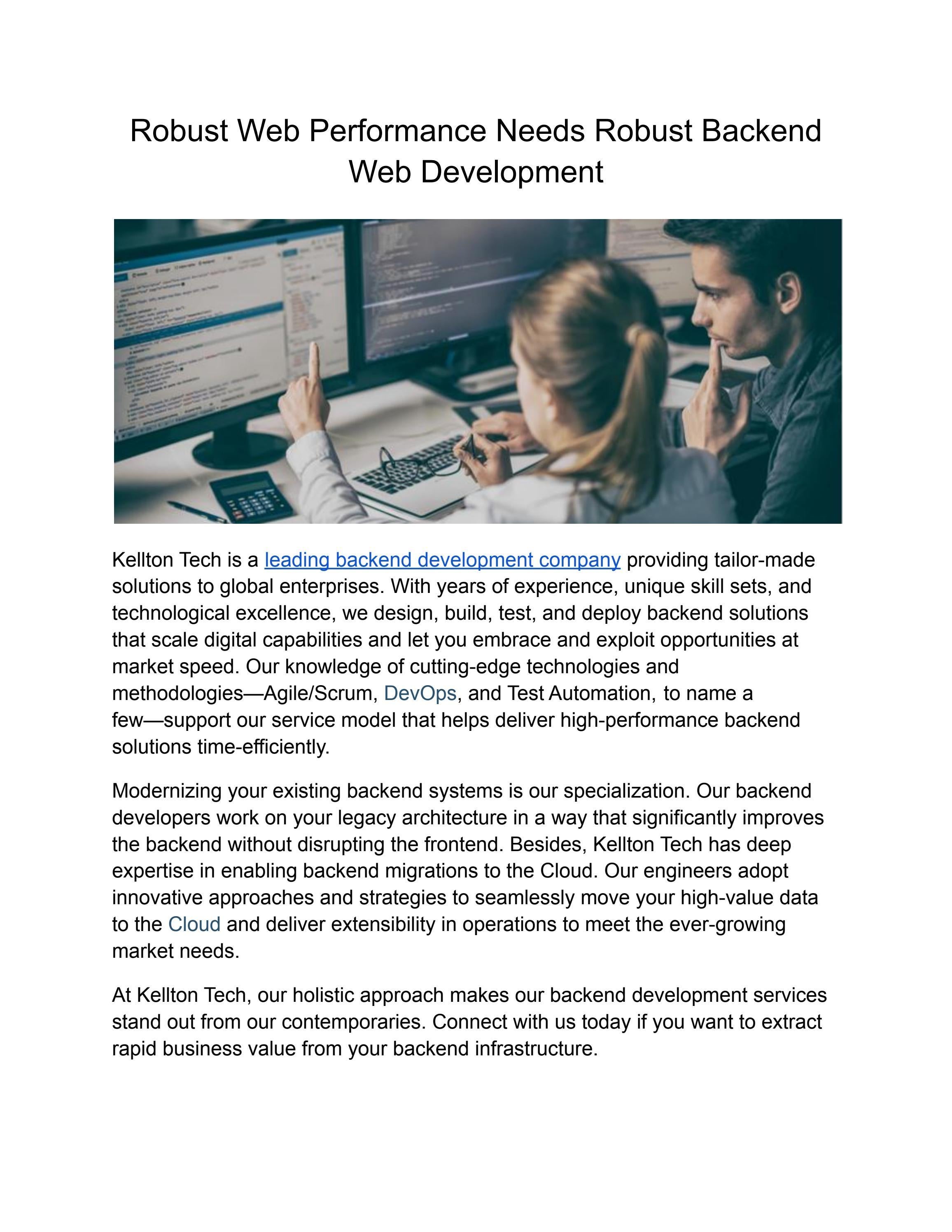 Robust Web Performance Needs Robust Backend Web Development by Priya ...