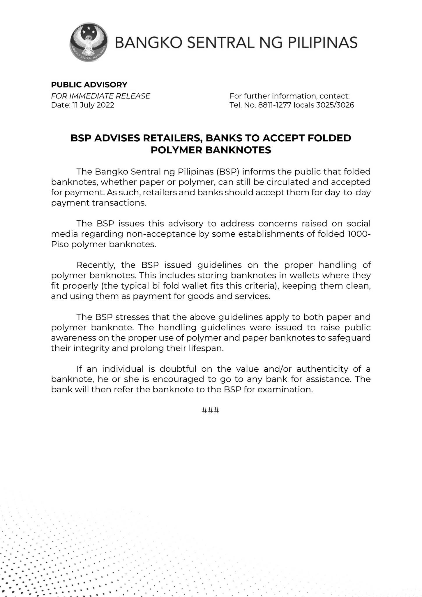 BSP ADVISORY-Polymer Banknotes by myinquirer dotnet - Issuu