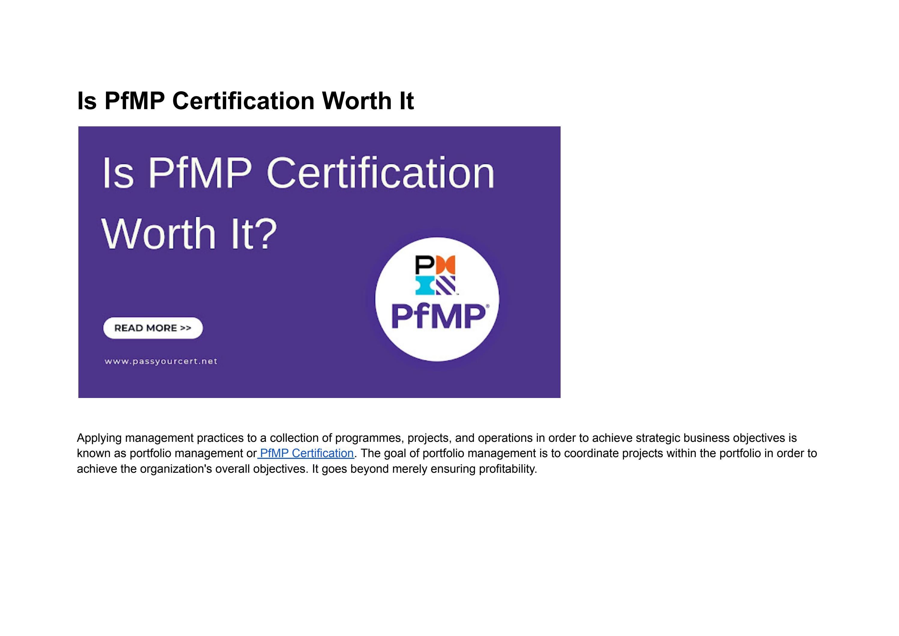 Is PfMP Certification Worth It by passyourcert - Issuu