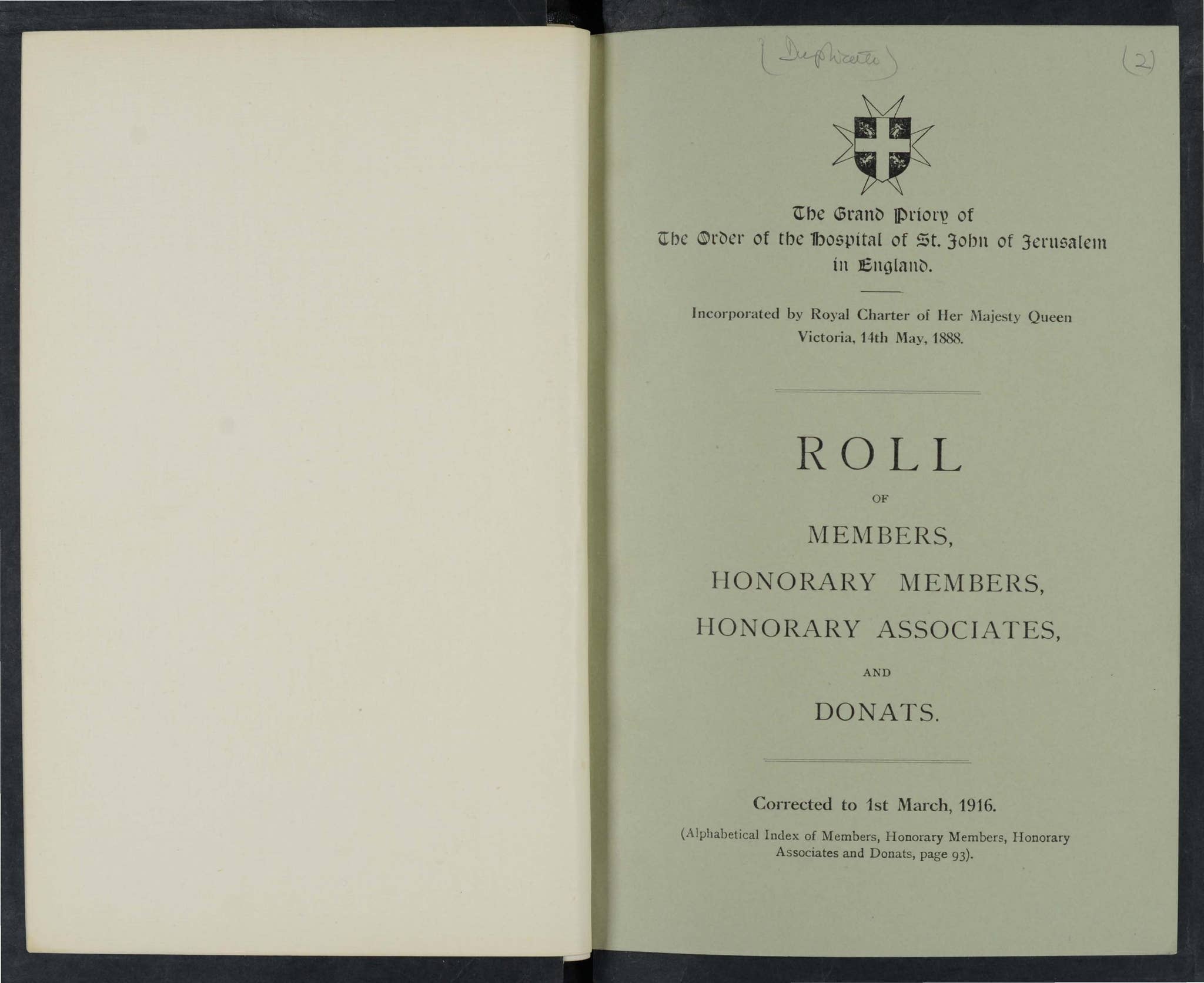 O.S.J.J. Roll of Members, 1916 by Museum of the Order of St John - Issuu