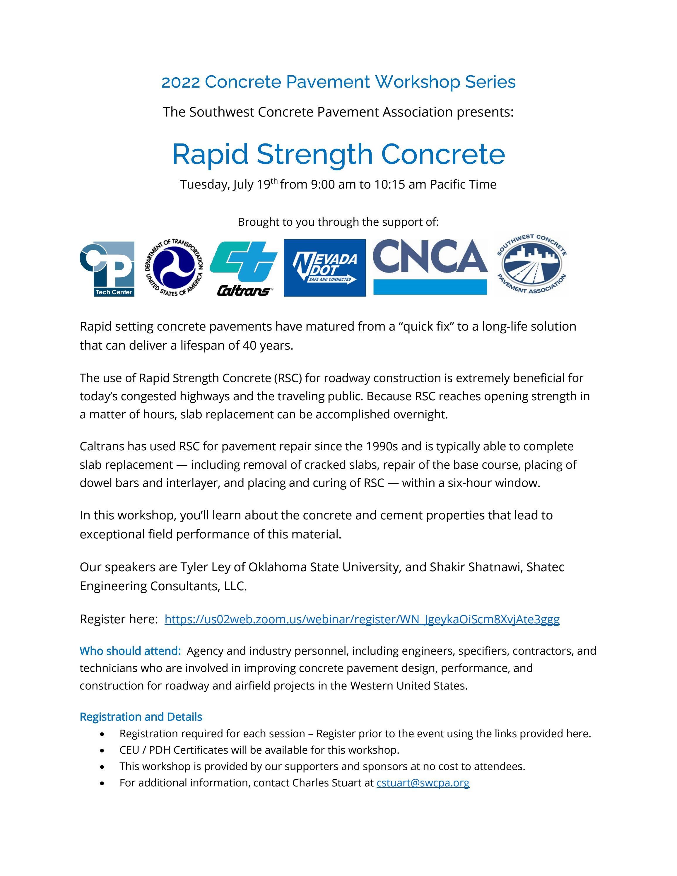 2022 SWCPA Rapid Strength Concrete Webinar by California Nevada Cement ...