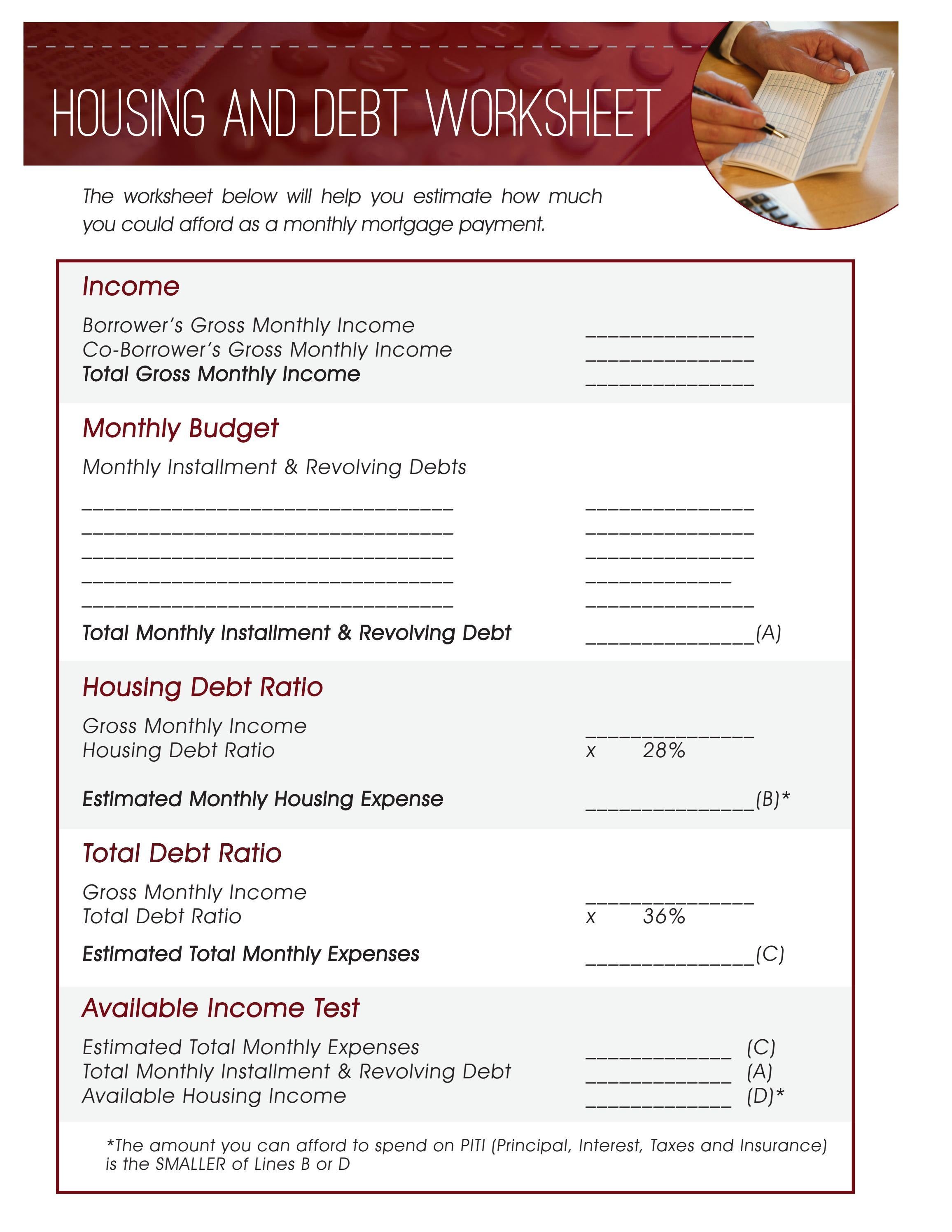 Housing and Debt Worksheet by Jaqua Realtors - Issuu