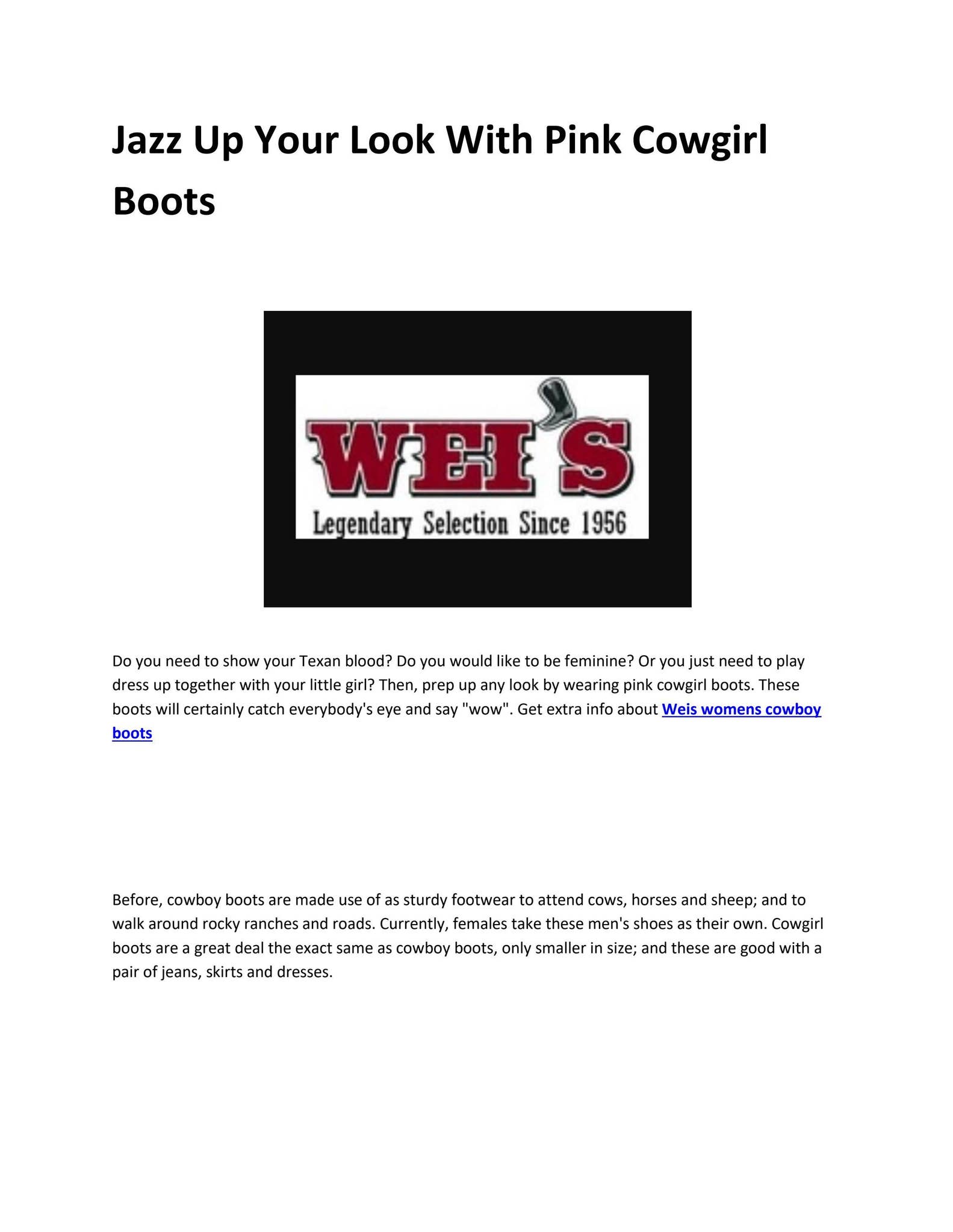 Weis cowboy boots for women by Thomas Shaw - Issuu
