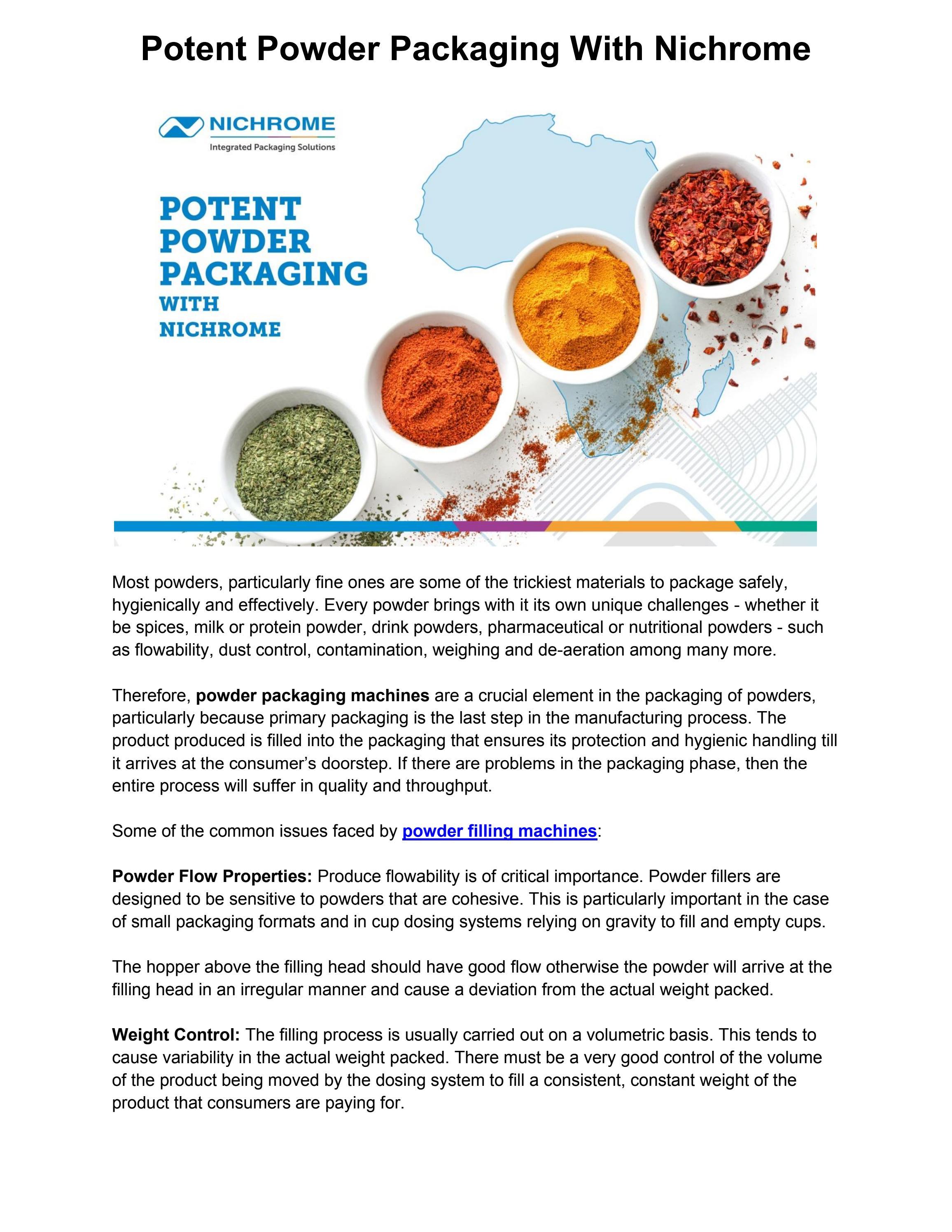 Potent Powder Packaging with Nichrome by Nichrome Africa Packaging ...