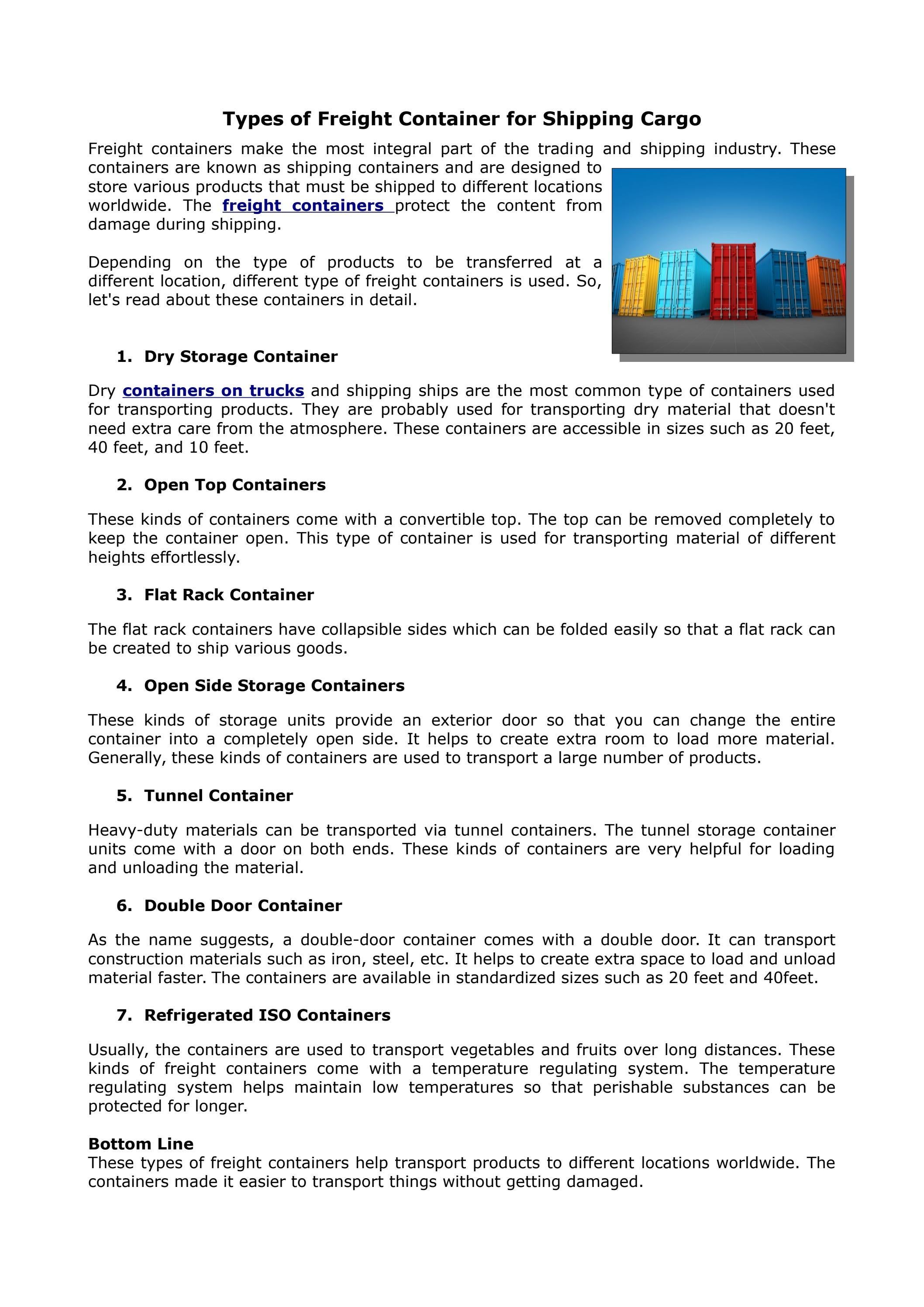 Types of Freight Container for Shipping Cargo by Port Shipping ...