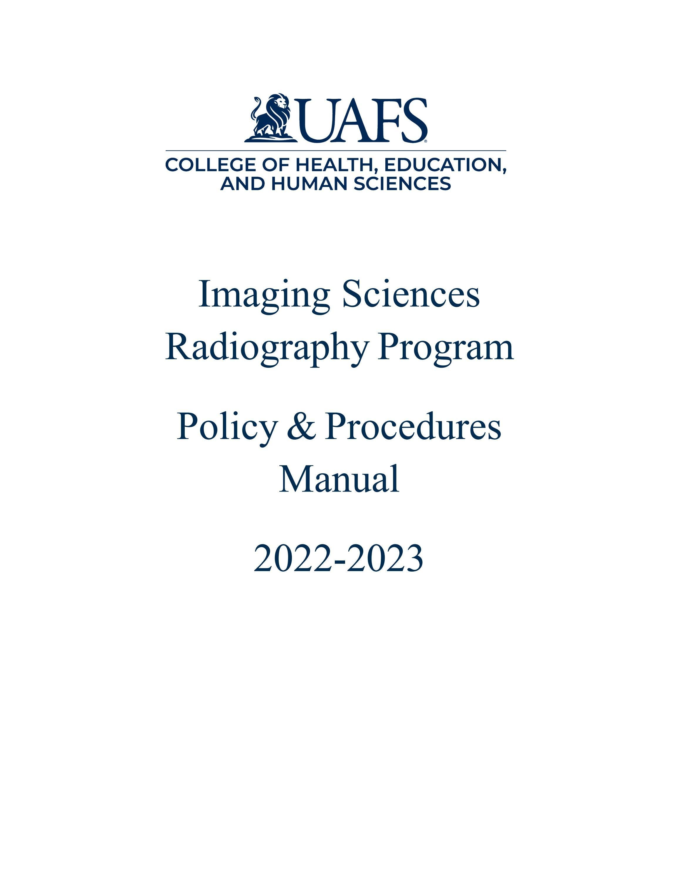 Radiography Policy Procedures Manual by University of Arkansas - Fort ...