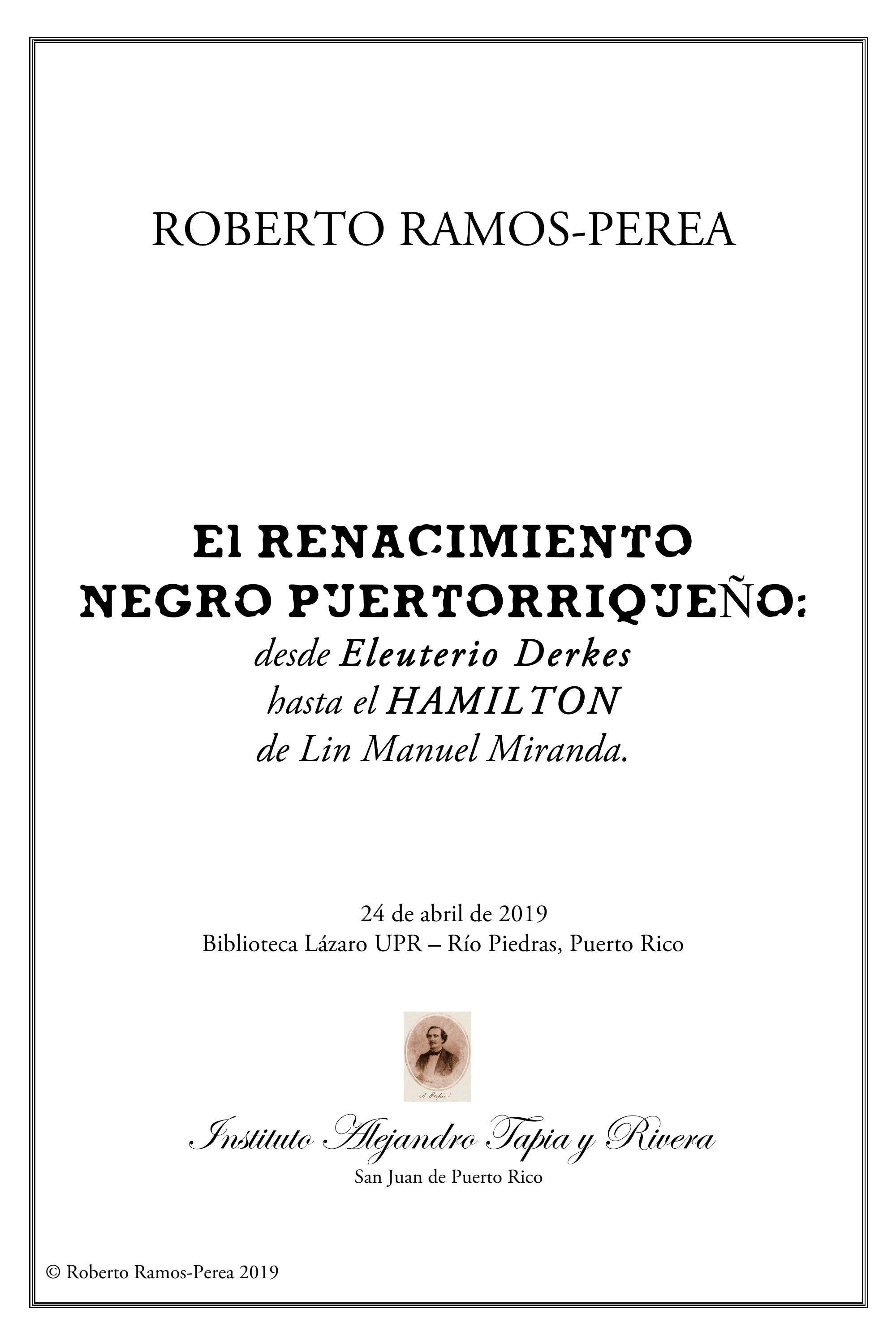 EDICIONES TAPIANAS DIGITALES 1: 2019: "EL RENACIMIENTO NEGRO ...