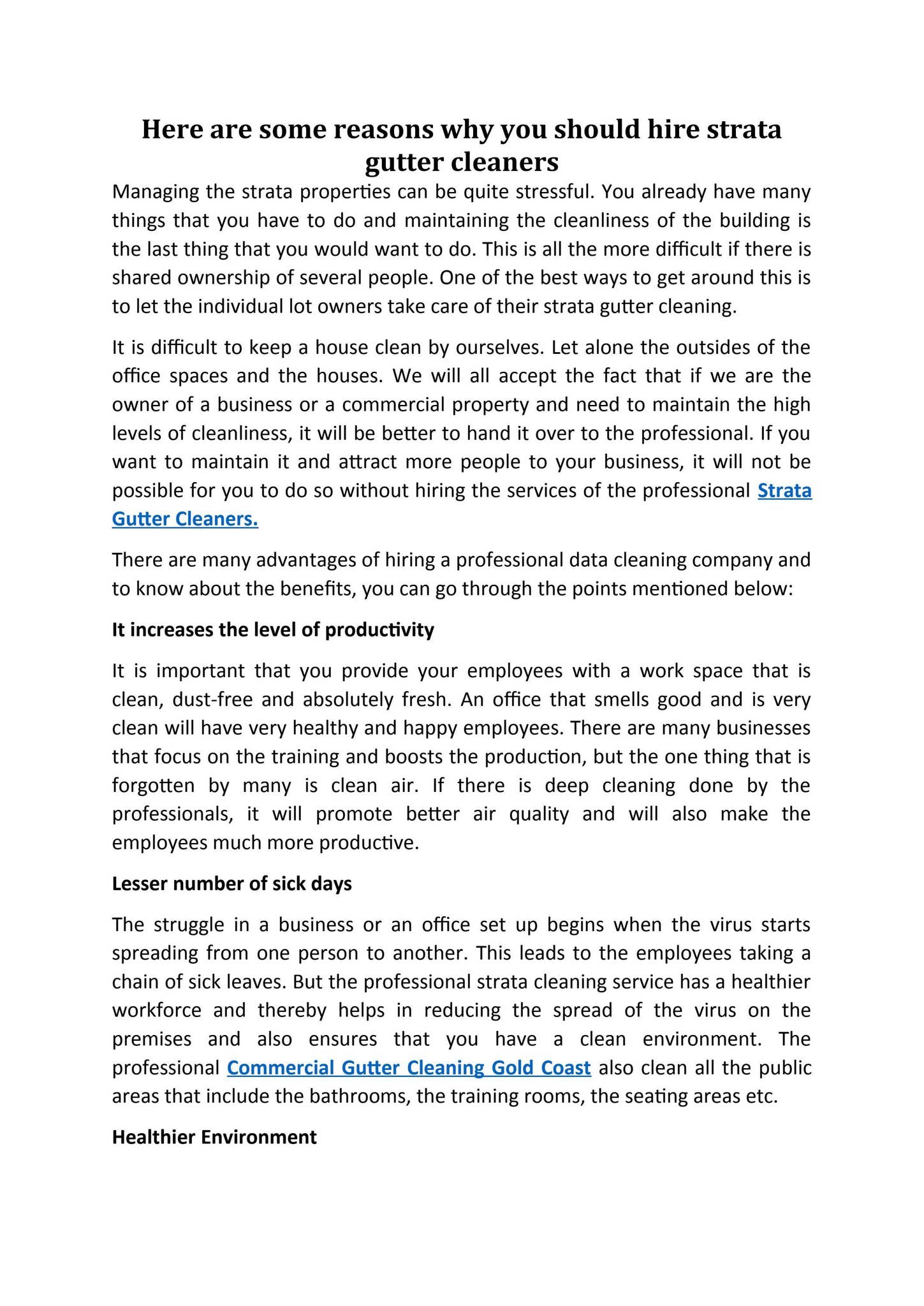 Here are some reasons why you should hire strata gutter cleaners by ...