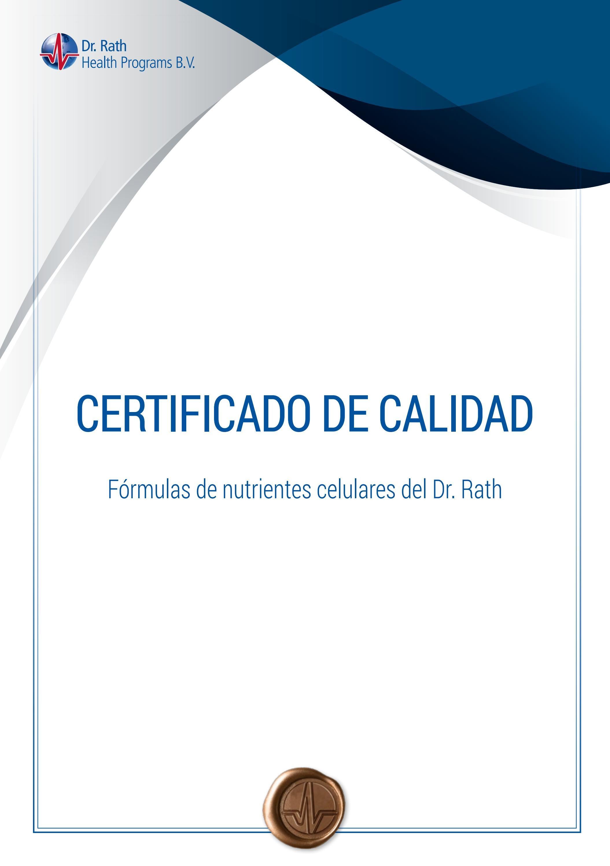Certificado De Calidad Dr Rath Health Programs Bv Es By Dr Rath Health Programs Issuu