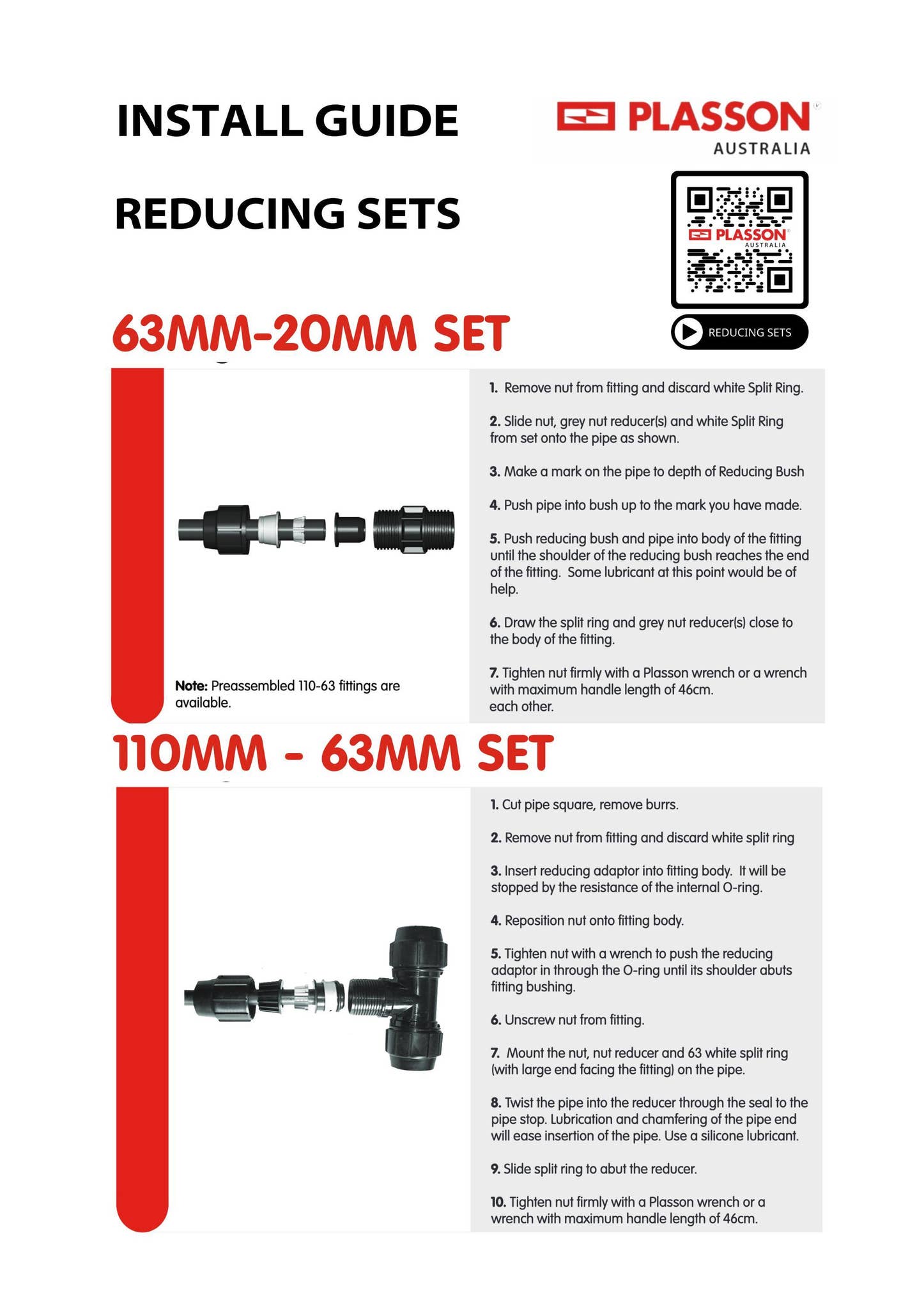 How to install Reducing Sets PLASSON Australia compression fitting ...