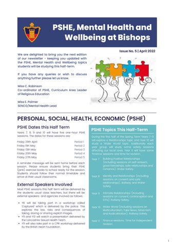 PSHE, Mental Health and Wellbeing Newsletter Issue 5 April 2022 by ...