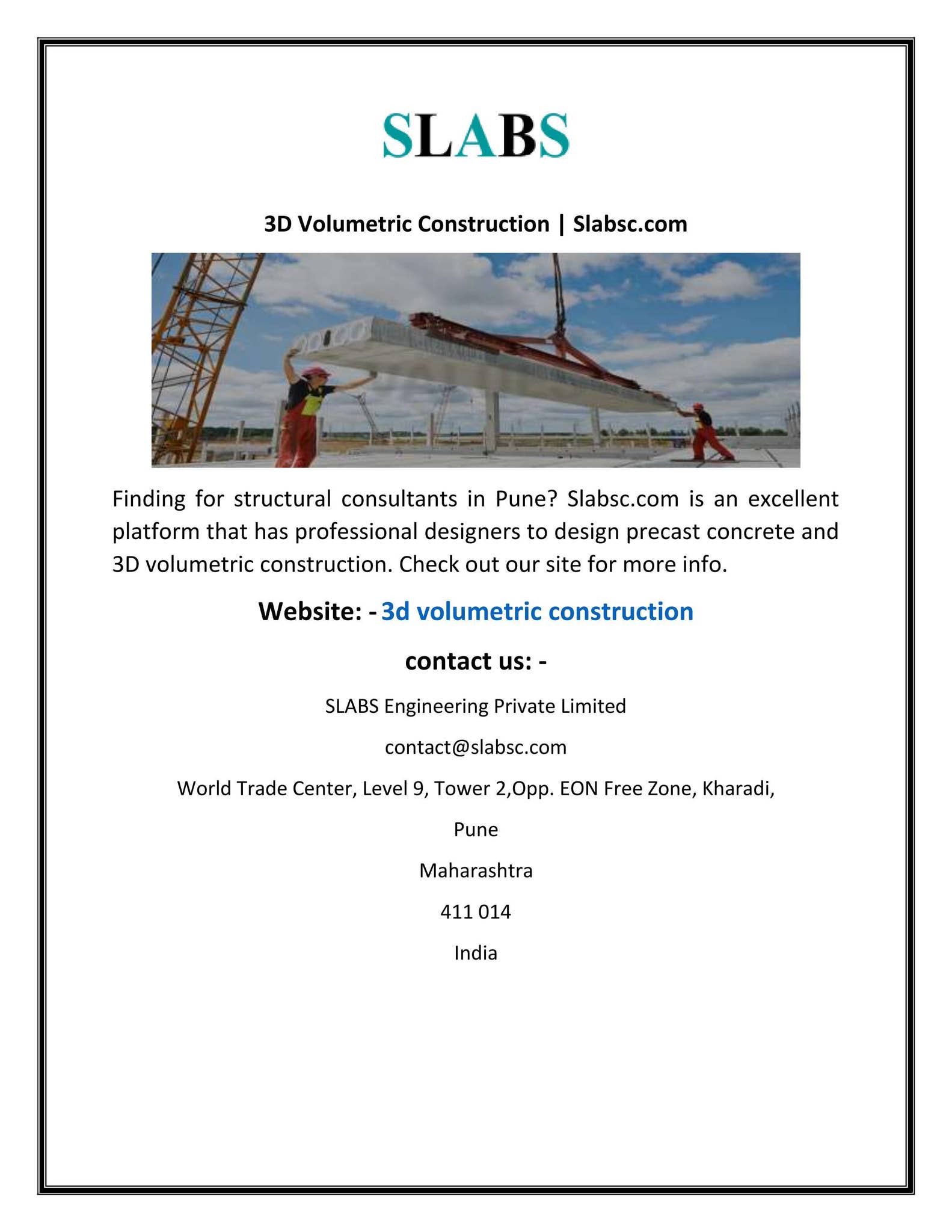 3D Volumetric Construction | Slabsc.com by SLABS Engineering Private ...