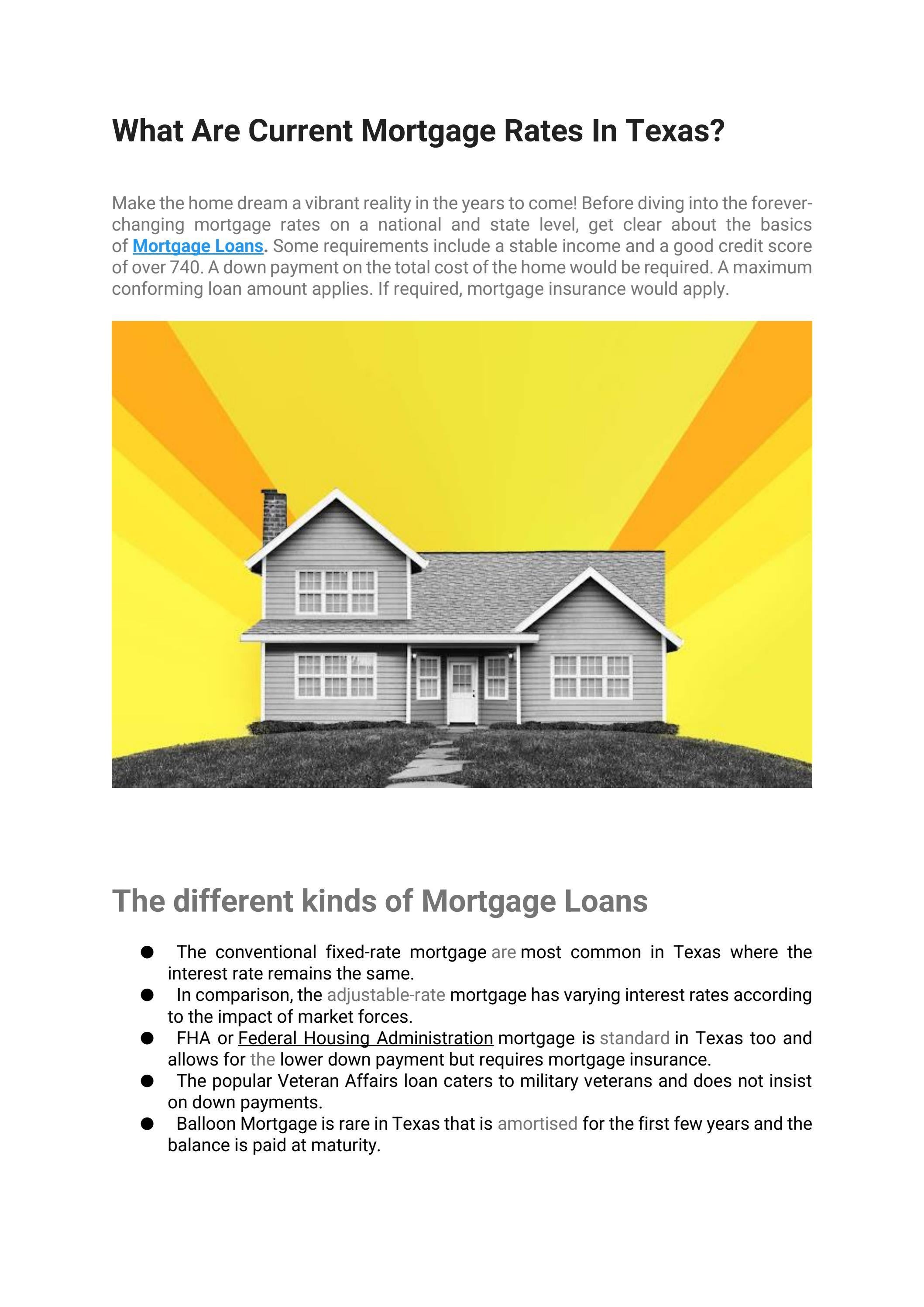 What Are Current Mortgage Rates In Texas By Pureloan Issuu