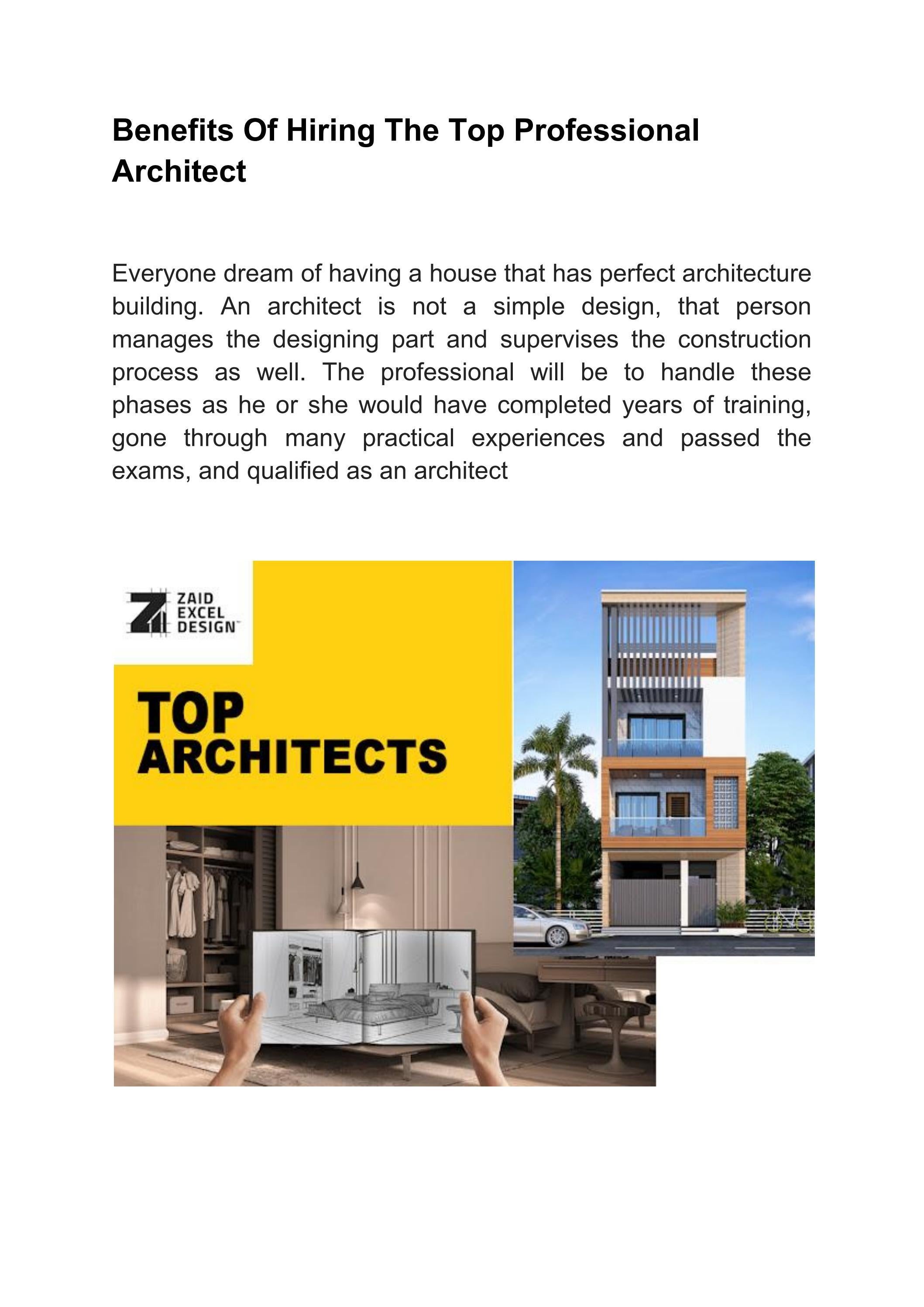 Benefits Of Hiring The Top Professional Architect by Zaid Excel Design ...