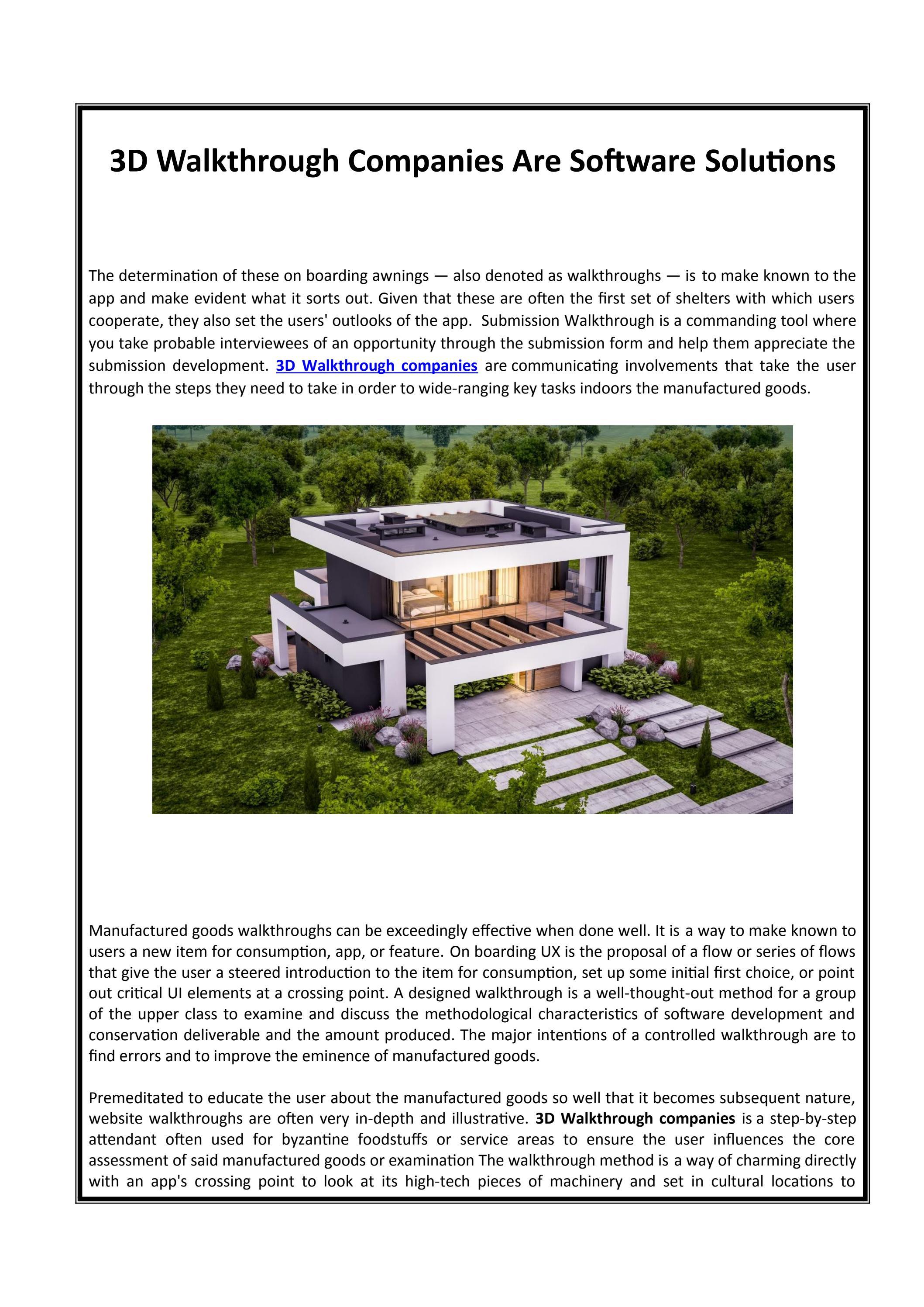 3D Walkthrough Companies Are Software Solutions by ...