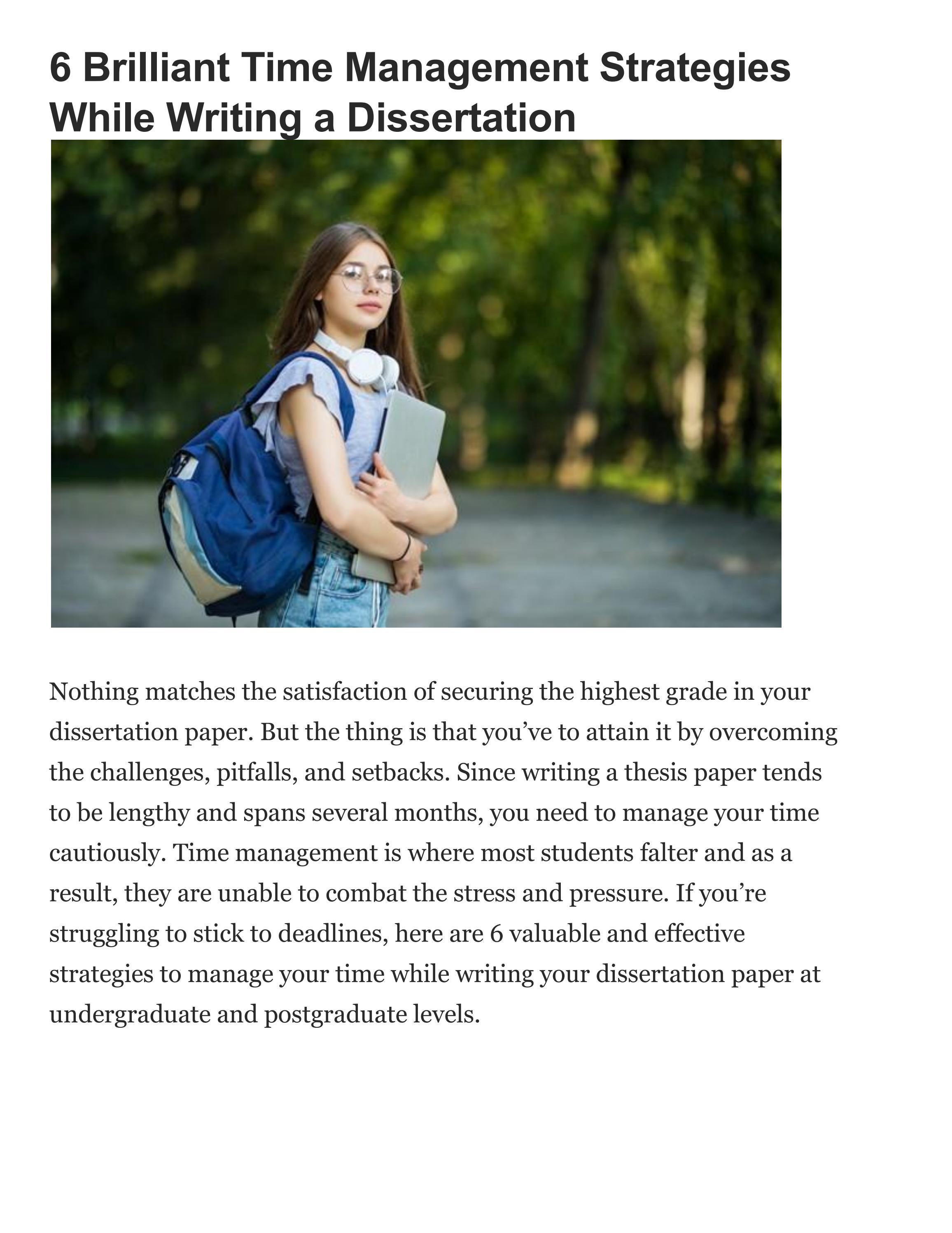 6 Brilliant Time Management Strategies While Writing a Dissertation by ...