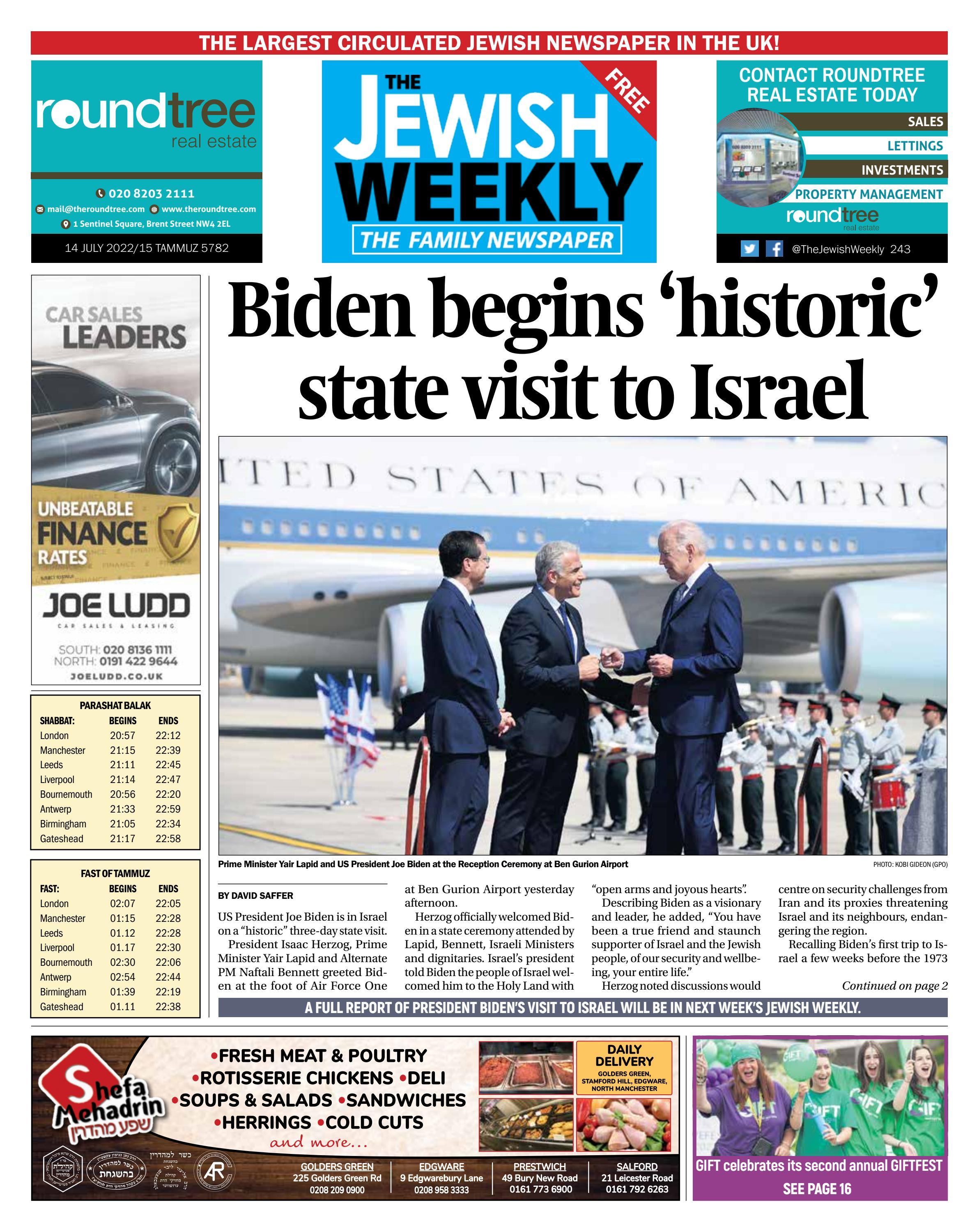The Jewish Weekly - Issue 243 - 14th July 2022 by The Jewish Weekly - Issuu