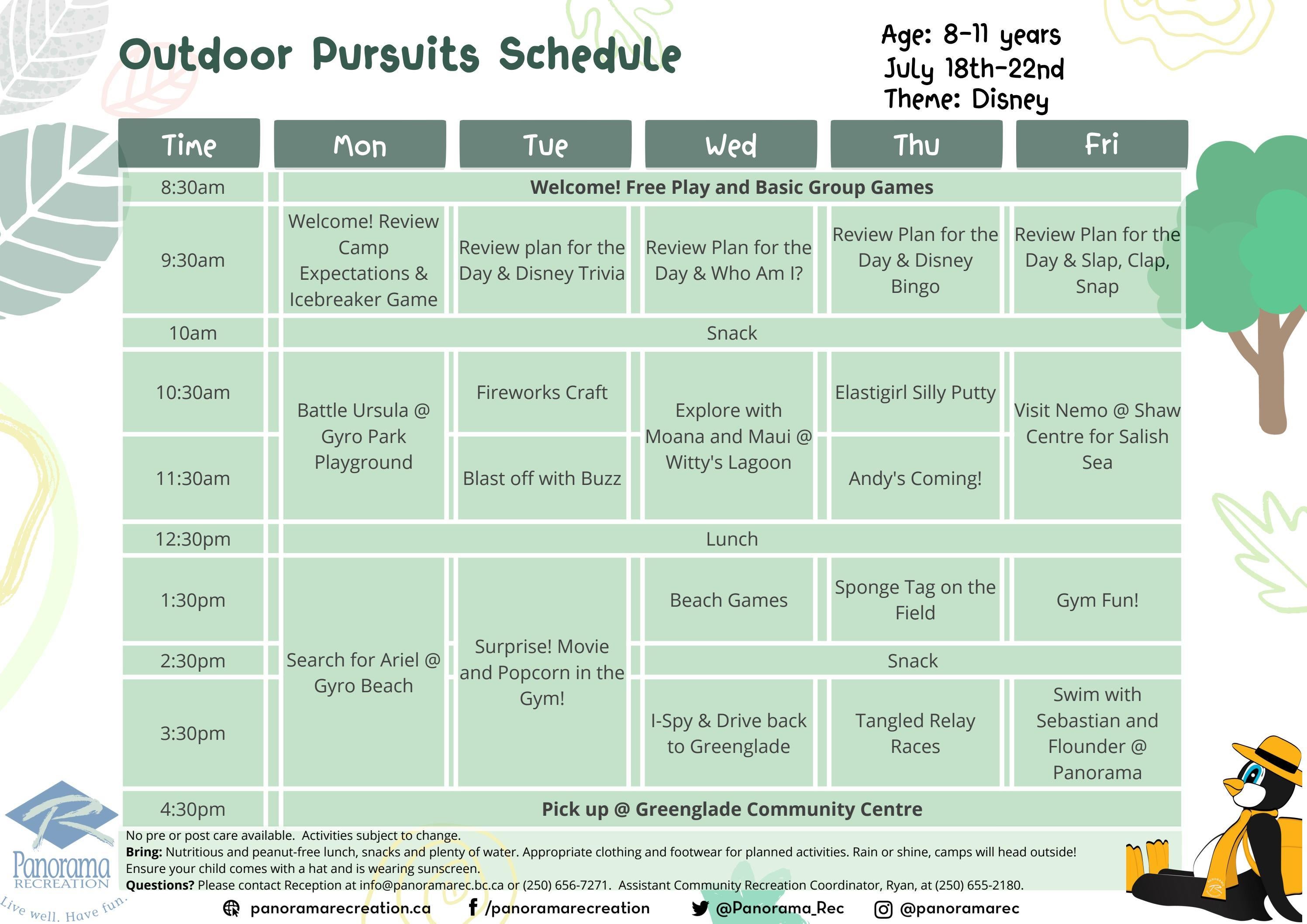 Outdoor Pursuits Summer Camp Schedules by Panorama Recreation - Issuu