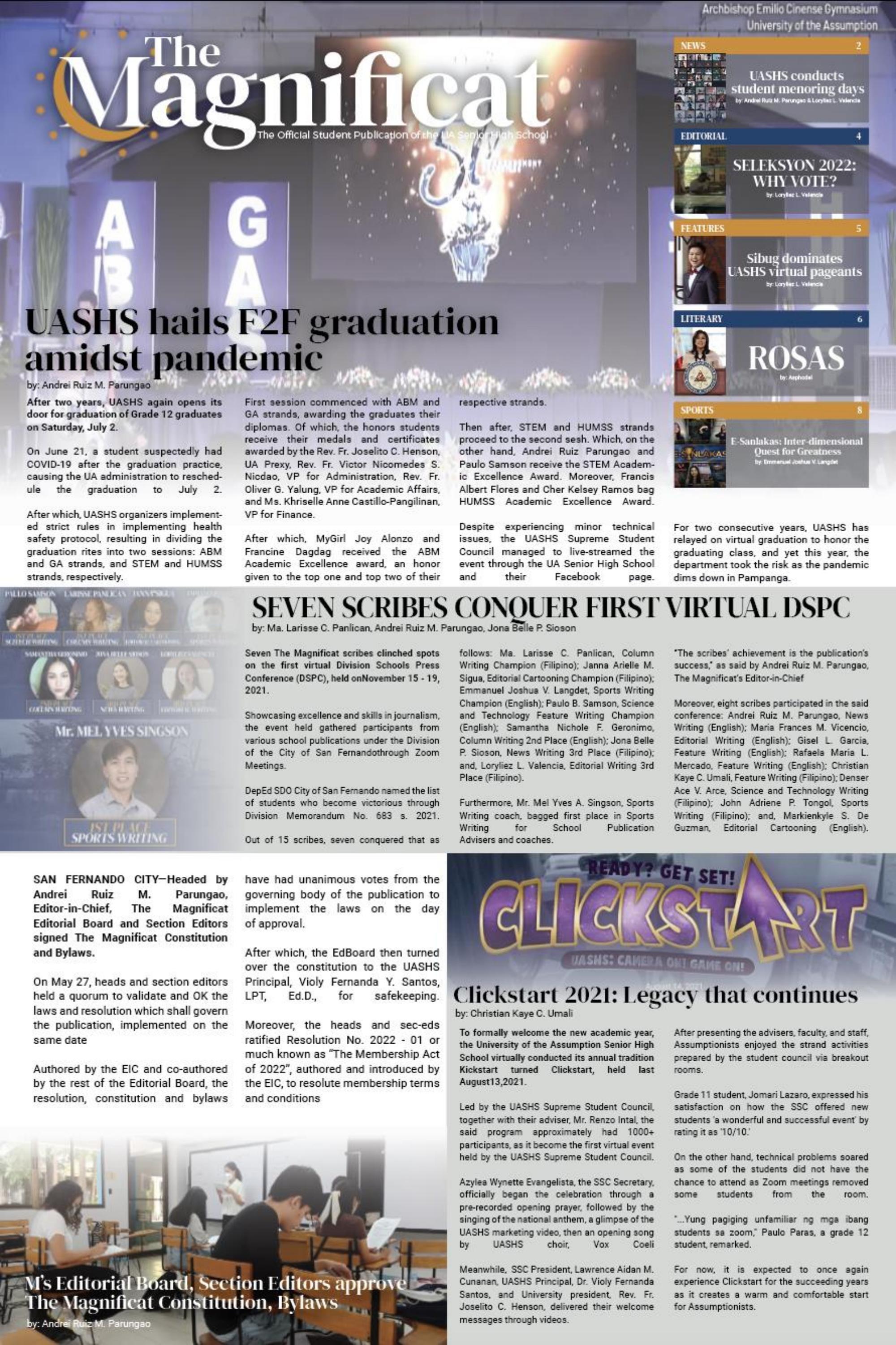 The Magnificat Volume 2 Issue No. 1 (2021 - 2022) by UATheMagnificat ...