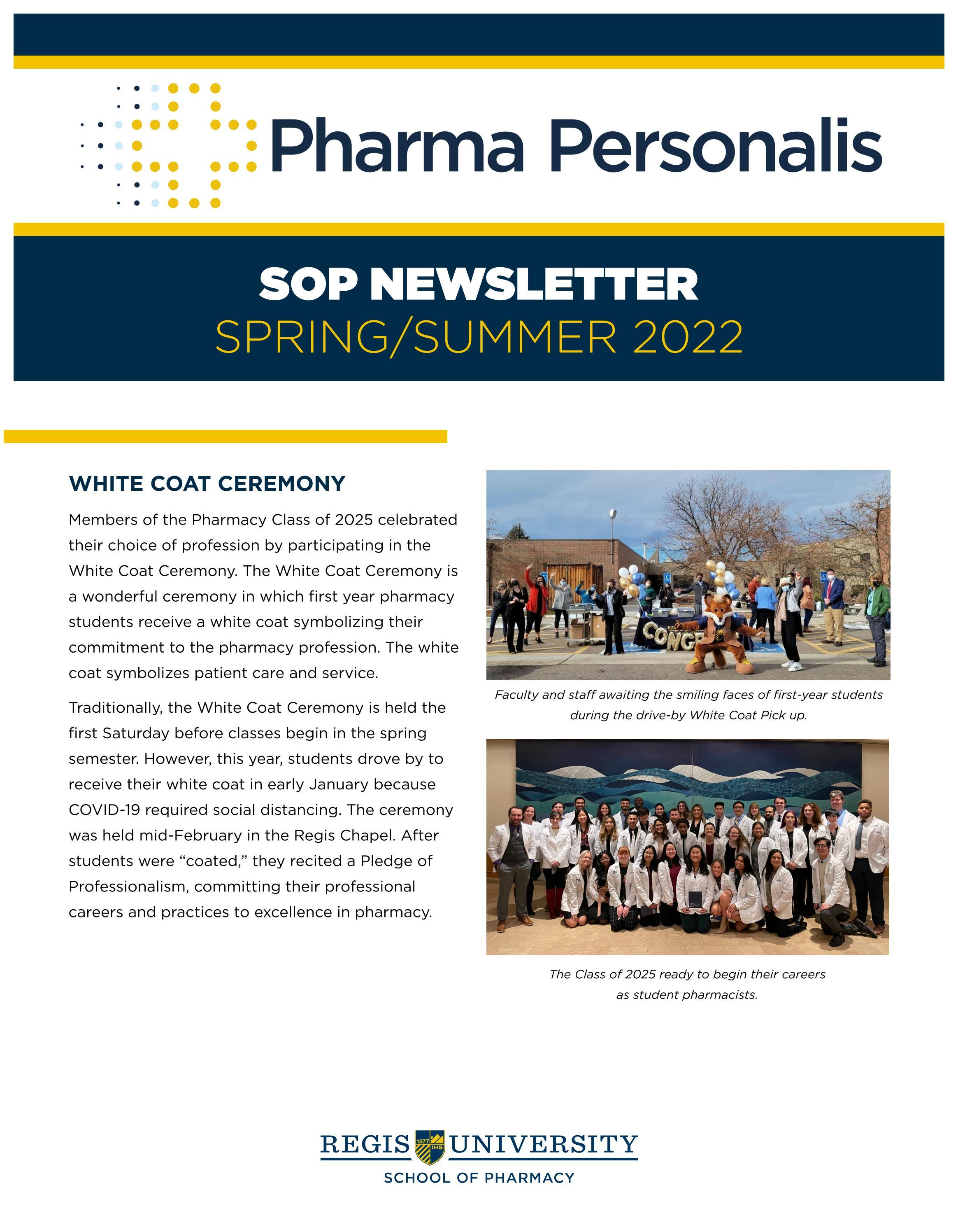 School of Pharmacy Newsletter - Spring/Summer 2022 by Regis University ...