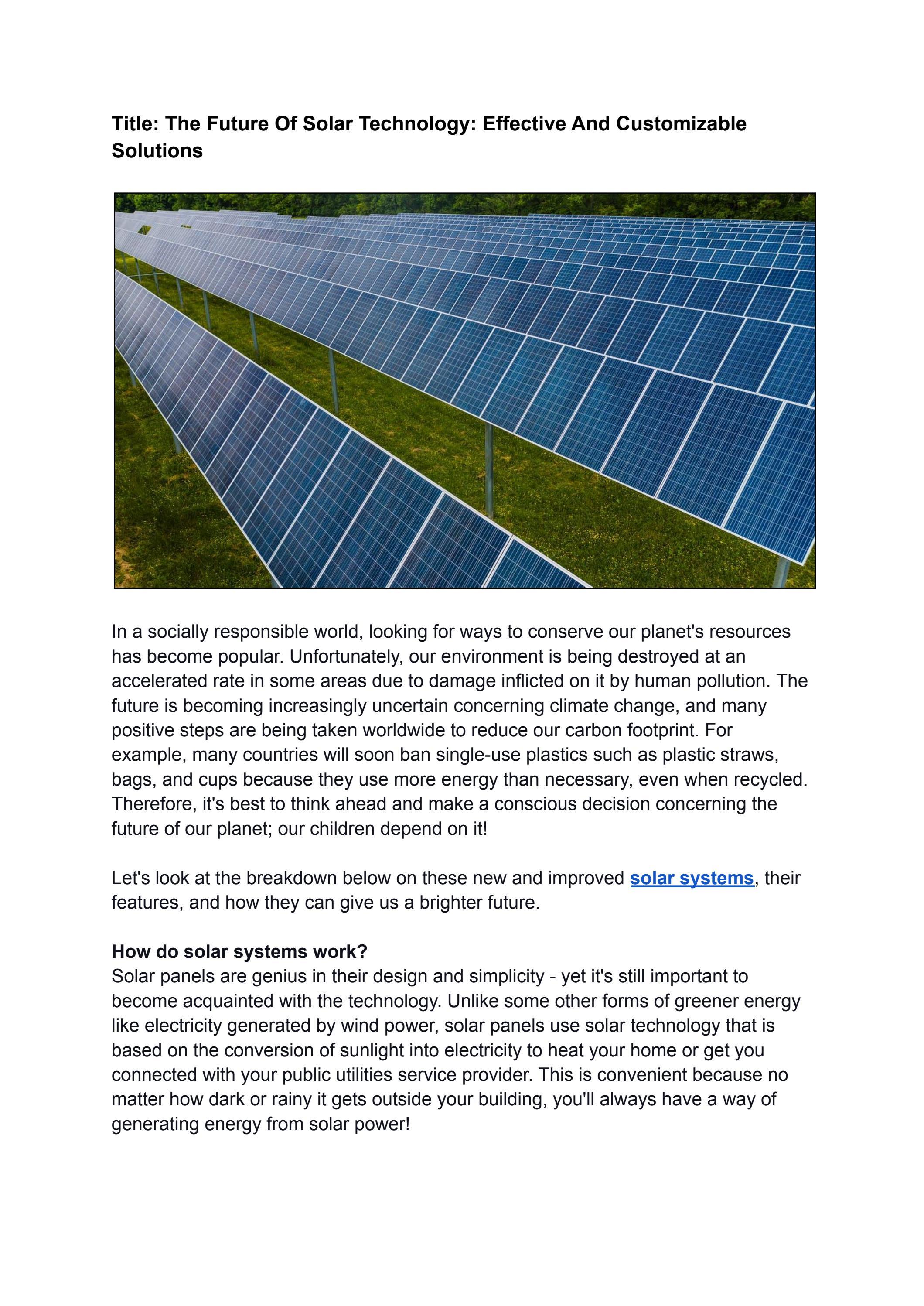 The Future Of Solar Technology: Effective And Customizable Solutions by ...