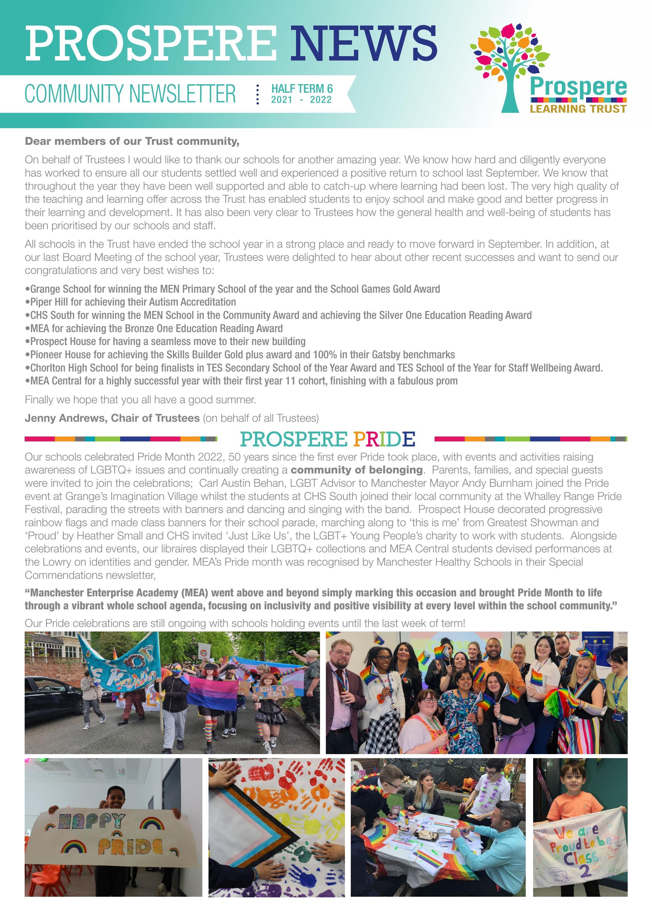 Prospere Learning Trust Community Newsletter HT6 by Schudio - Issuu