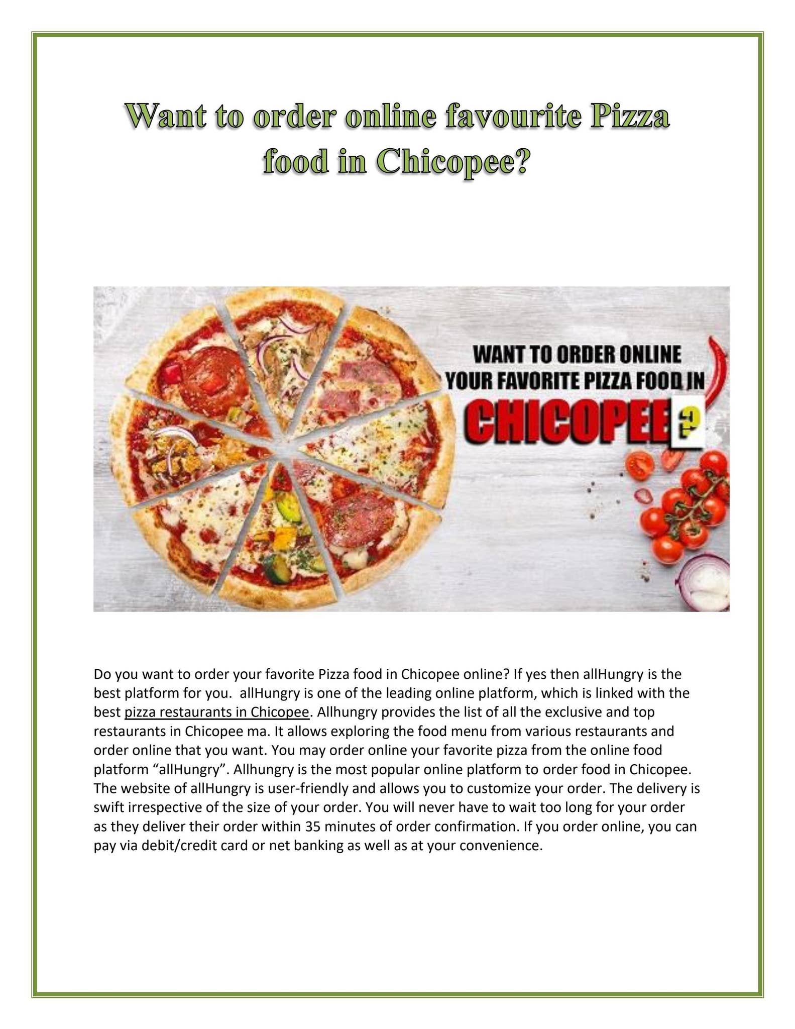 Want to order online your favorite Pizza food in Chicopee ? by ...