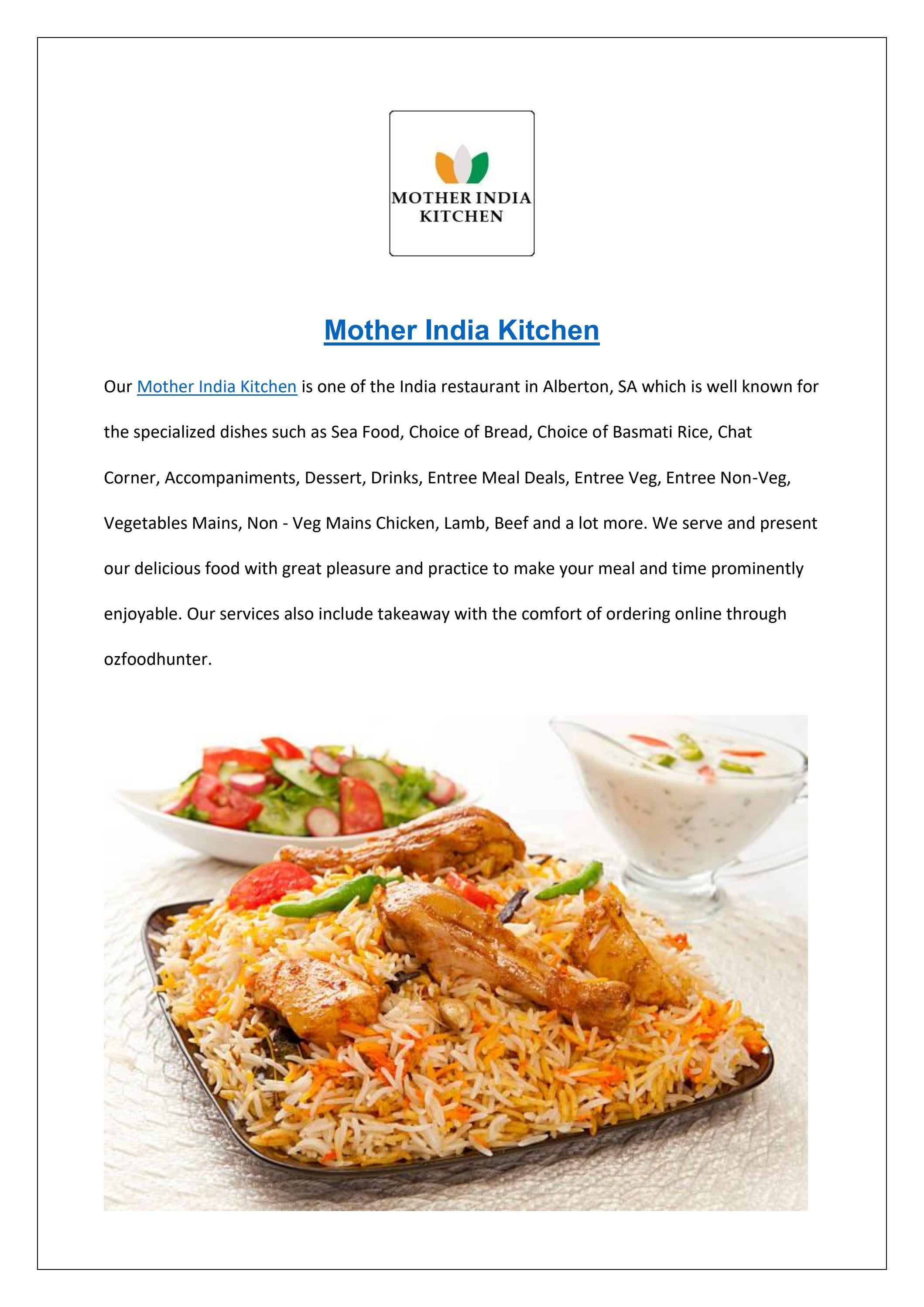 5% Off - Mother India Kitchen Alberton Menu, SA by SonWilliamson - Issuu