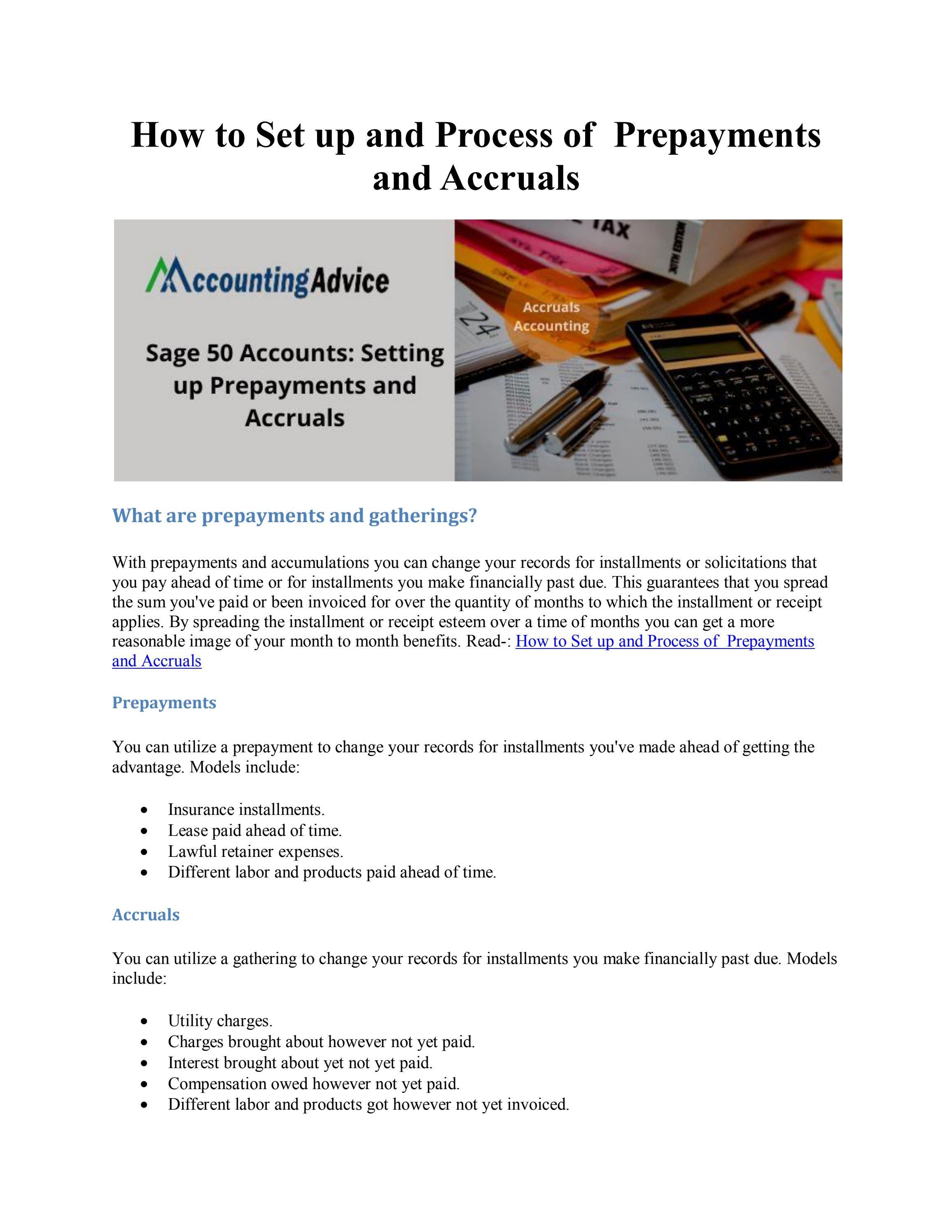 How to Set Up Prepayments and Accruals in Sage 50 by accounting advice ...