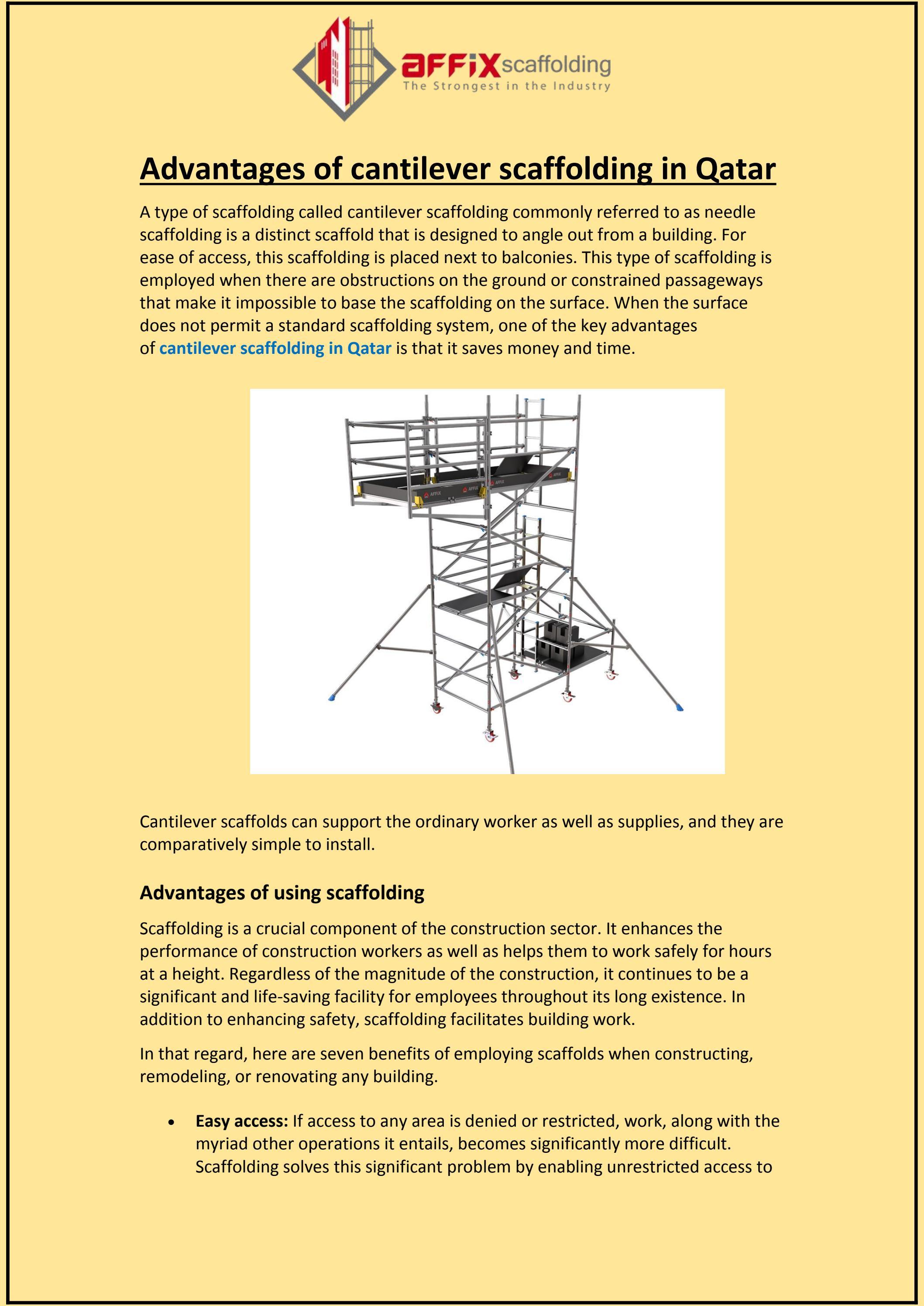 Advantages of cantilever scaffolding in Qatar by Affixscaffolding - Issuu