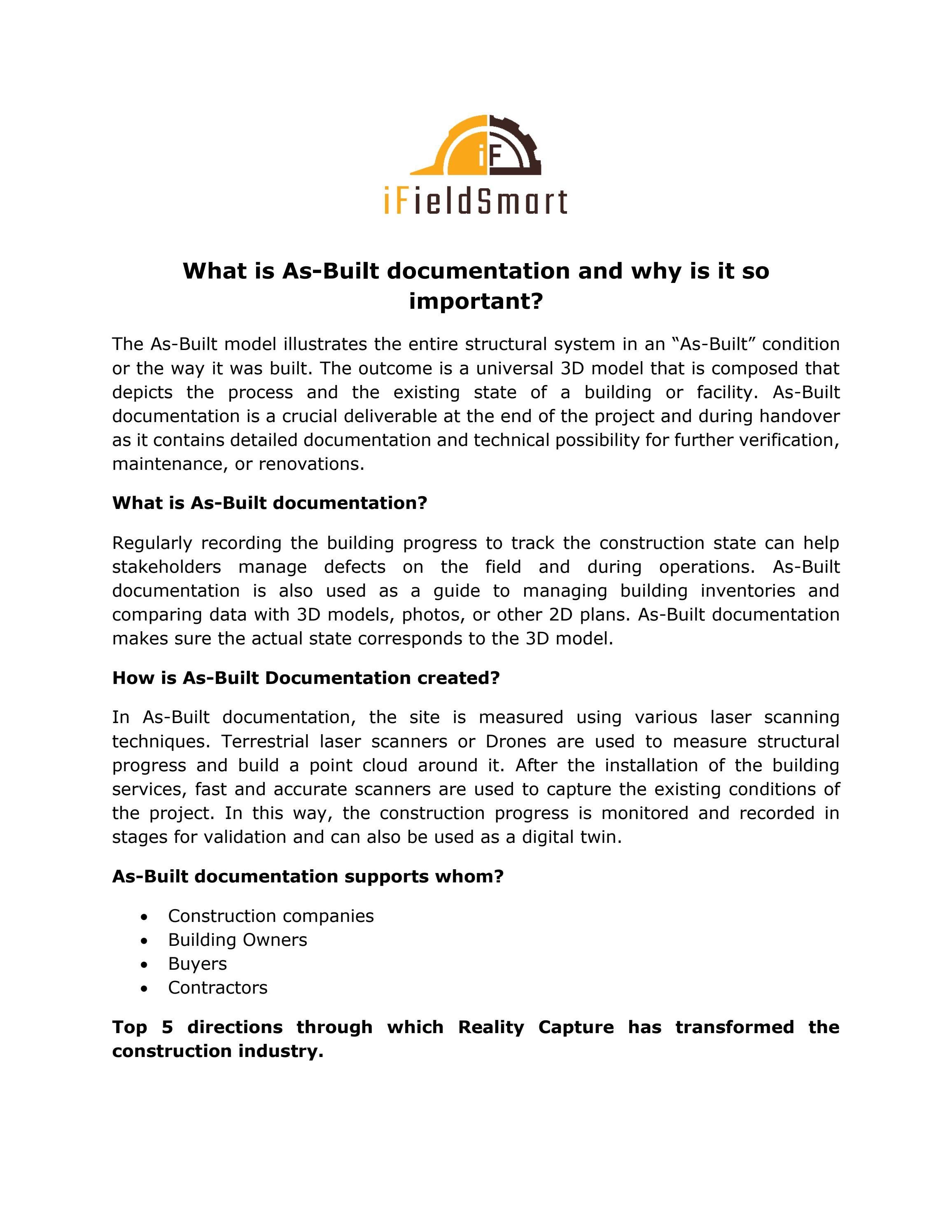 What Is As Built Documentation And Why Is It So Important By Ifieldsmart Technologies Issuu