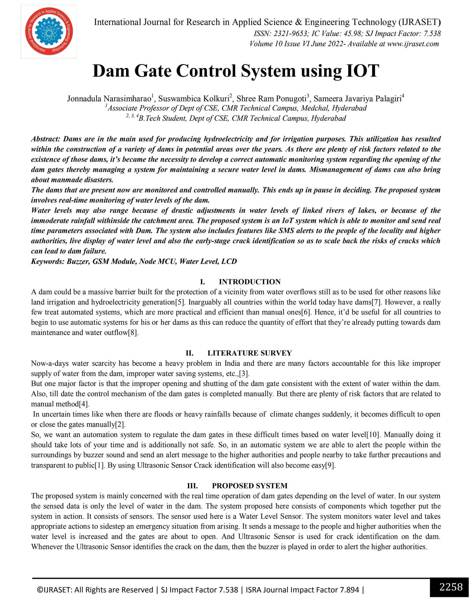 Dam Gate Control System using IOT by IJRASET - Issuu