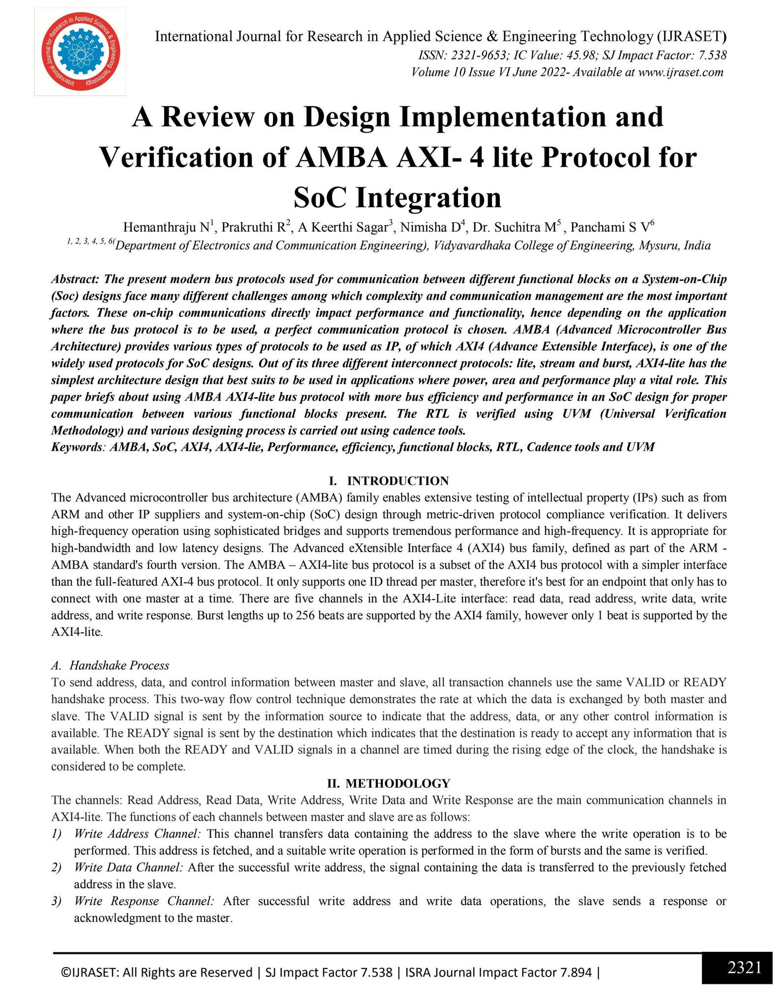 A Review on Design Implementation and Verification of AMBA AXI- 4 lite ...