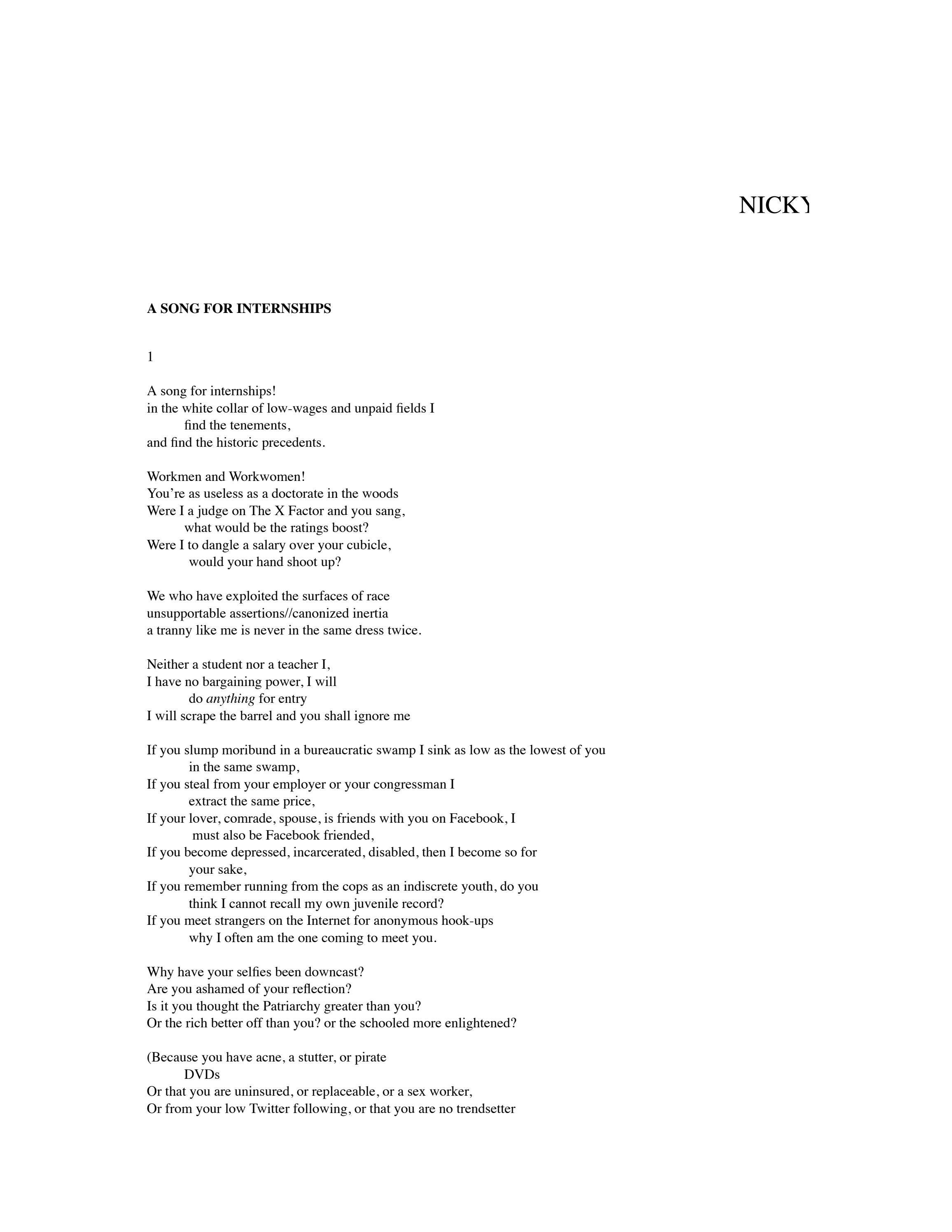"A Song for Internships" in TYPO #20 by Nick Tiso - Issuu