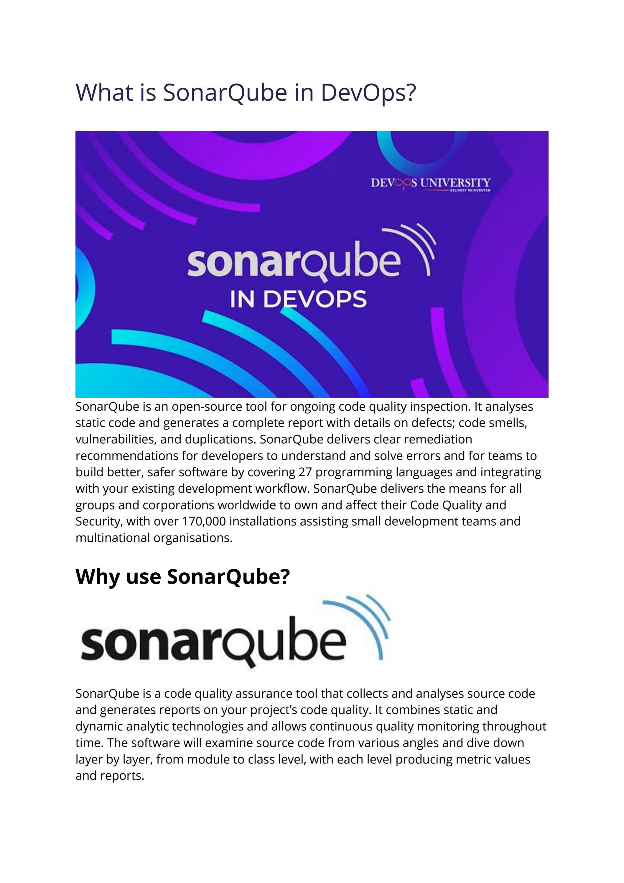 What Is Sonarqube In DevOps By Devopsuniversitylearning Issuu