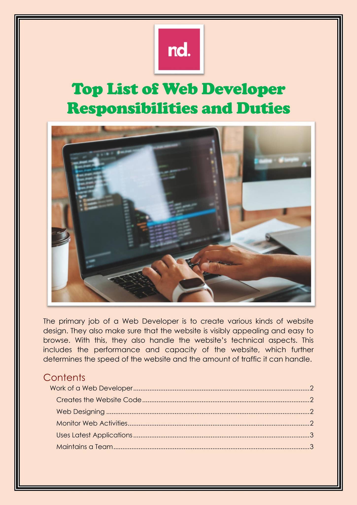 Top List of Web Developer Responsibilities and Duties by nerderdigital ...
