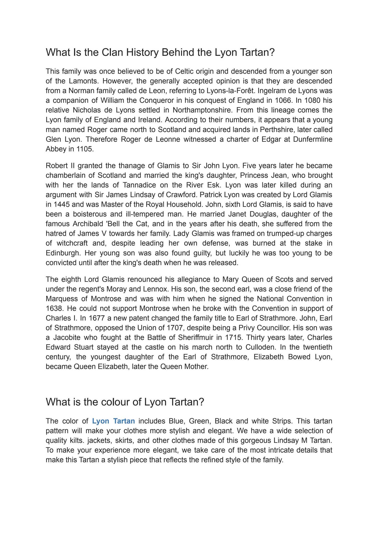 What Is the Clan History Behind the Lyon Tartan? by Dignitycollege - Issuu