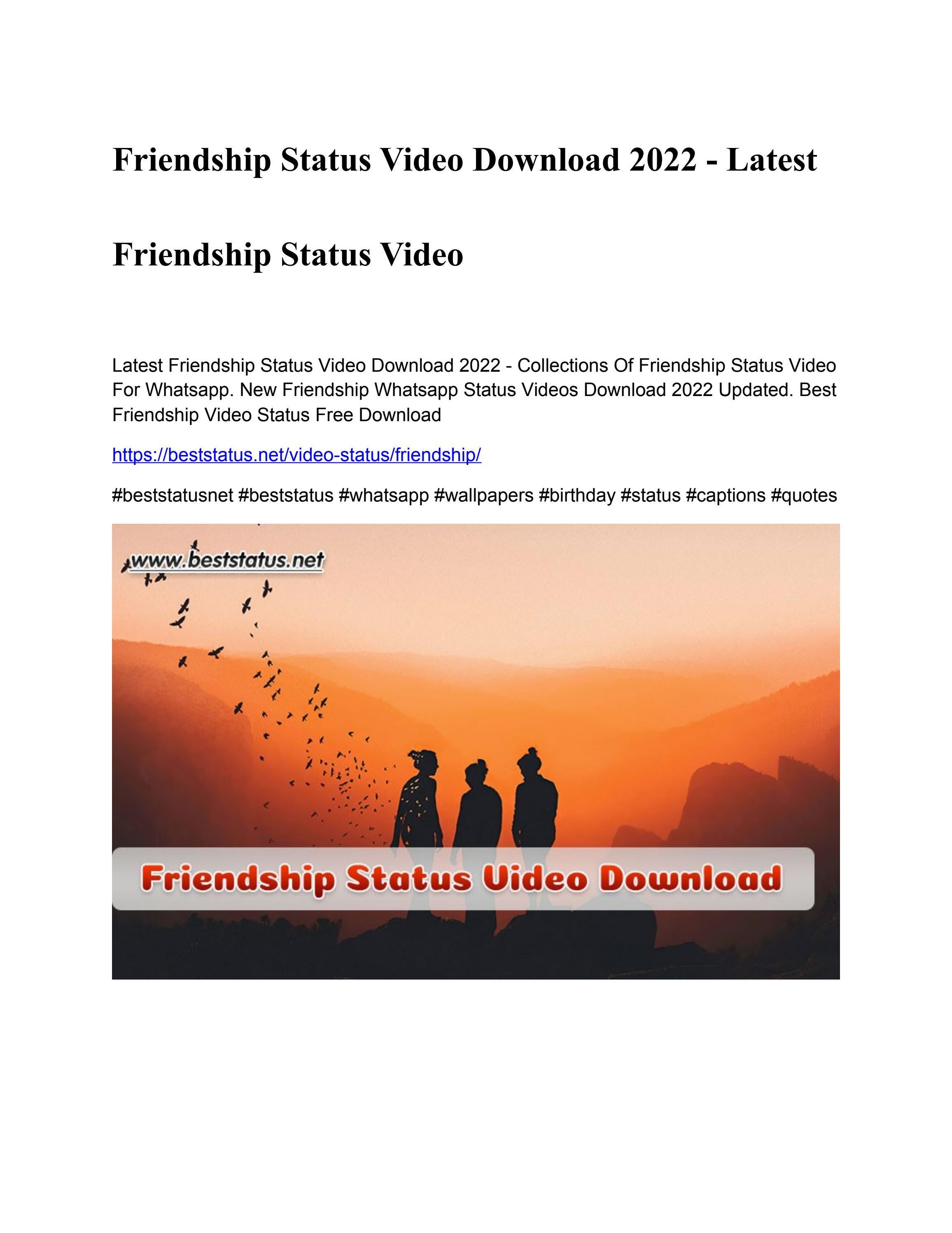 Friendship Status Video Download 2022 - Latest Friendship Status Video ...