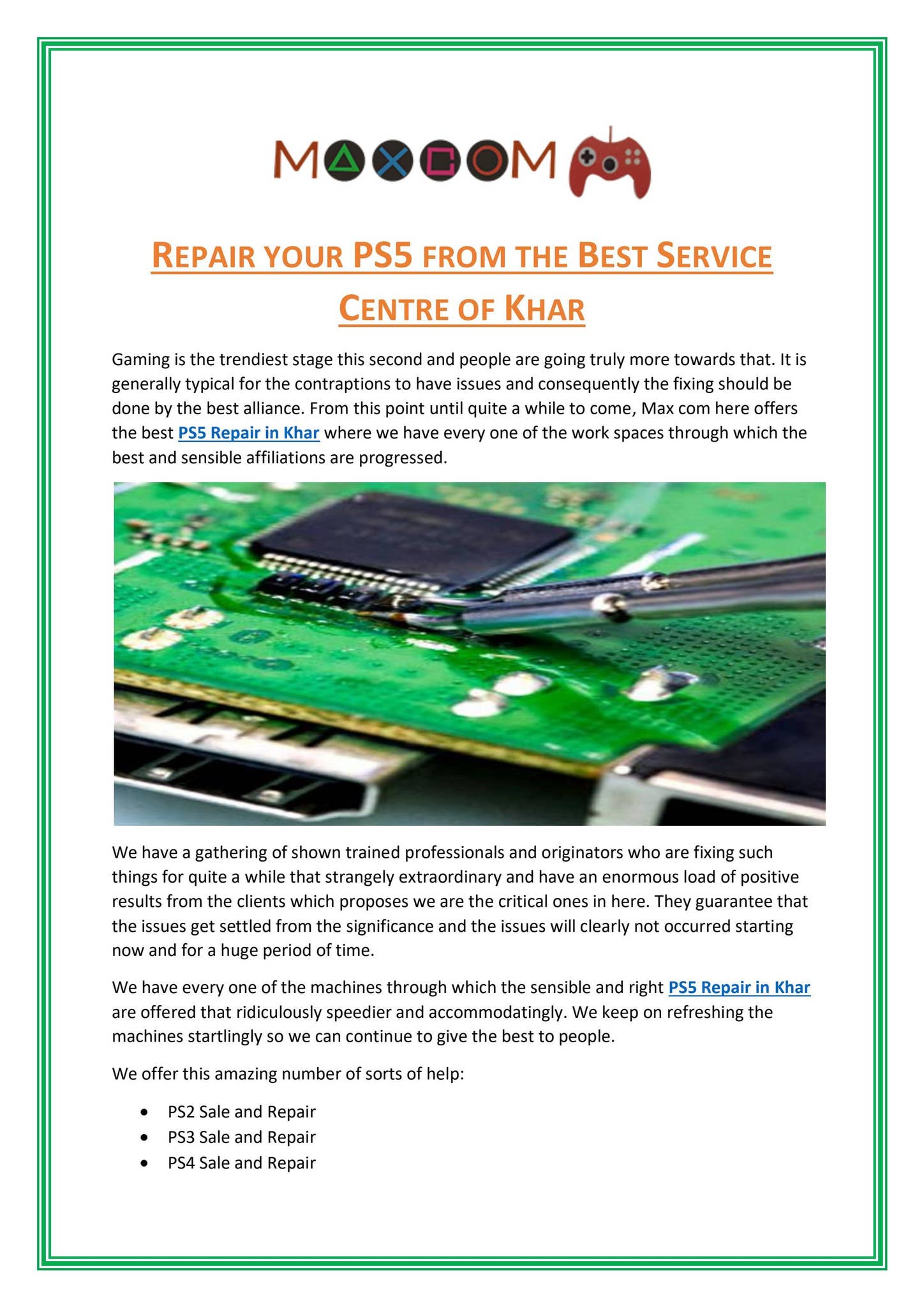 REPAIR YOUR PS5 FROM THE BEST SERVICE CENTRE OF KHAR by Maxcom Service Centre - Issuu