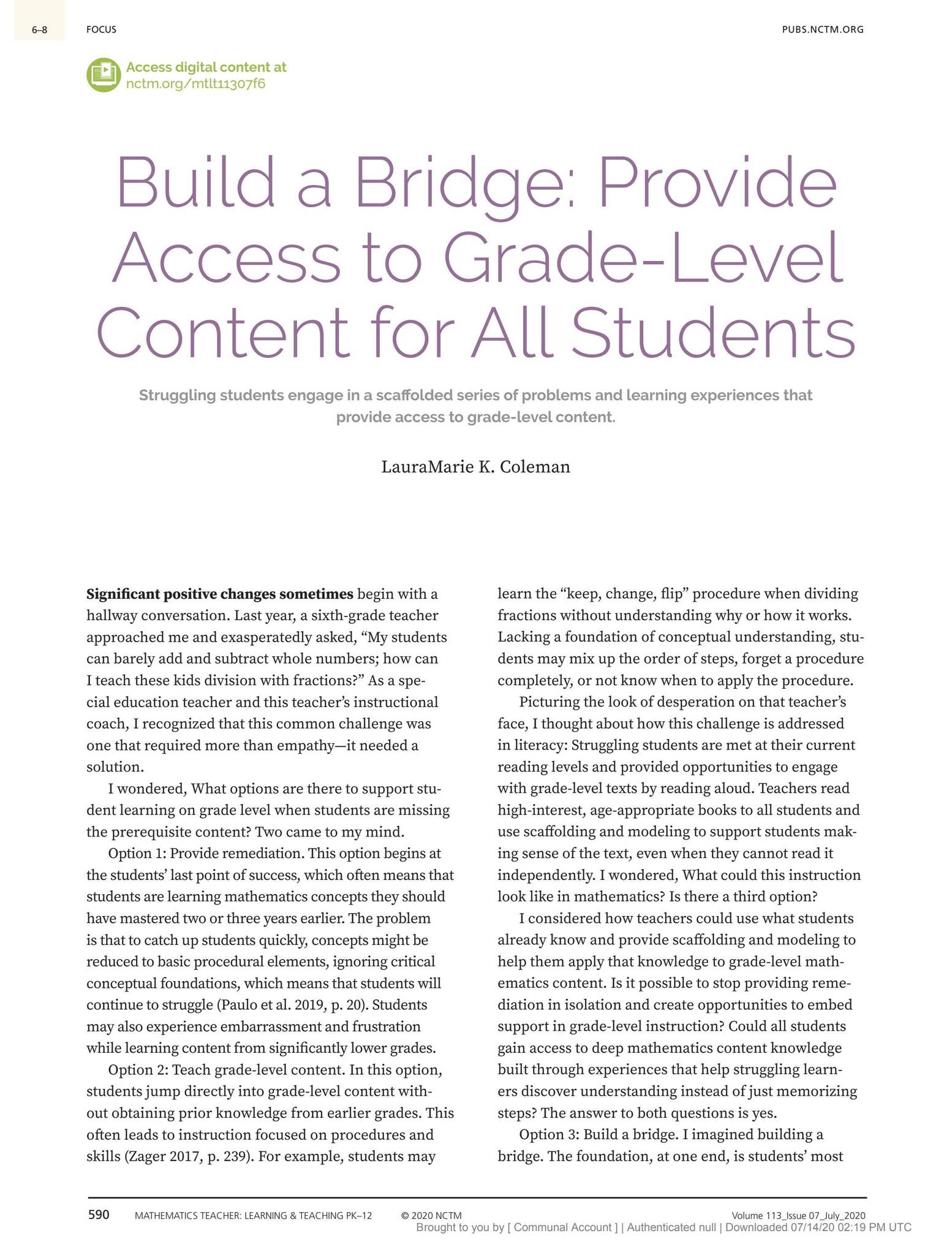 Build a Bridge: Provide Access to Grade-Level Content for All Students ...