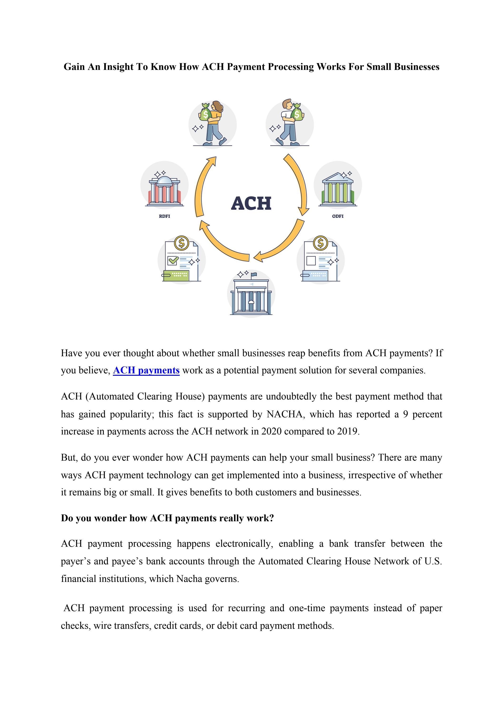 Gain An Insight To Know How ACH Payment Processing Works For Small ...