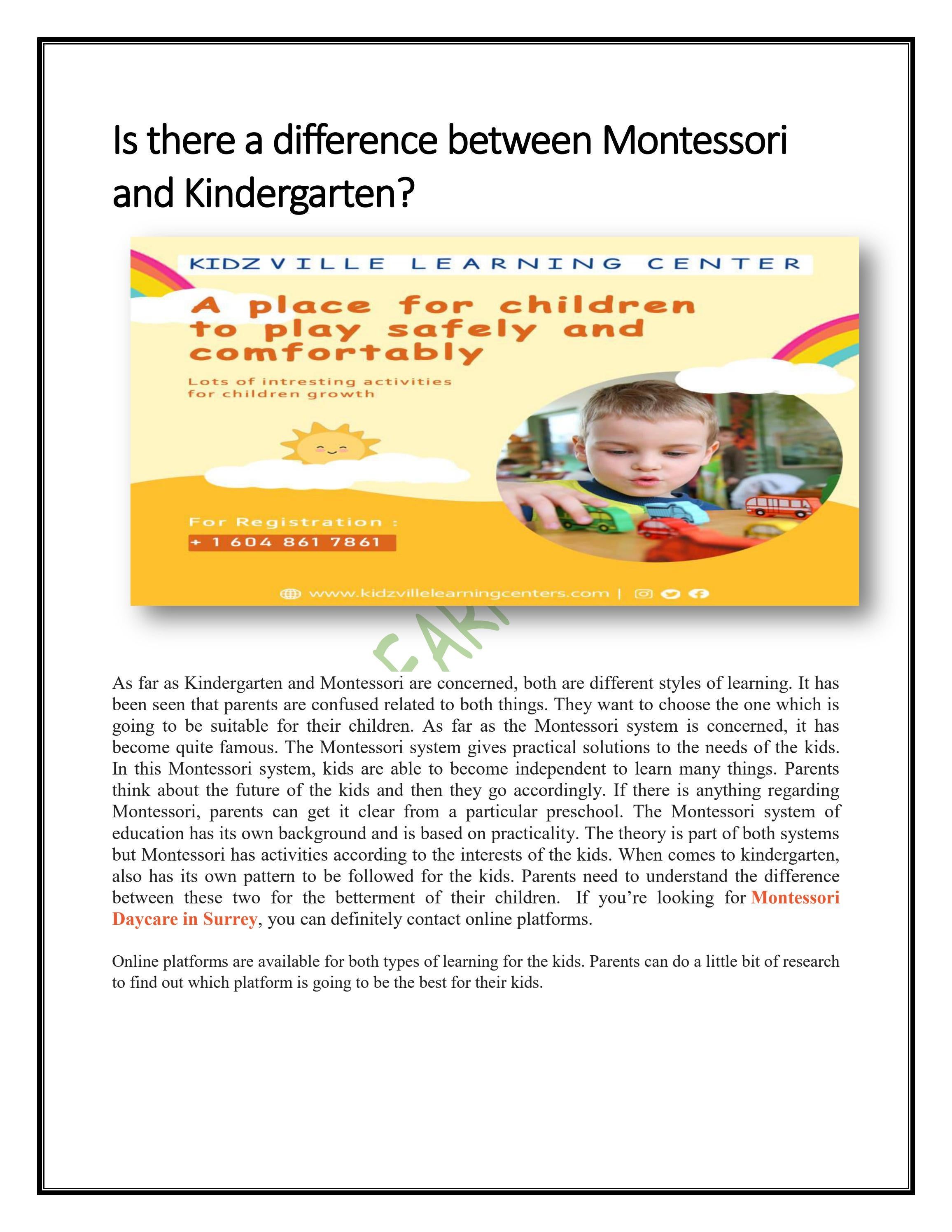 Is There A Difference Between Montessori And Kindergarten By Is There A Difference Between Montessori And Kindergarten By