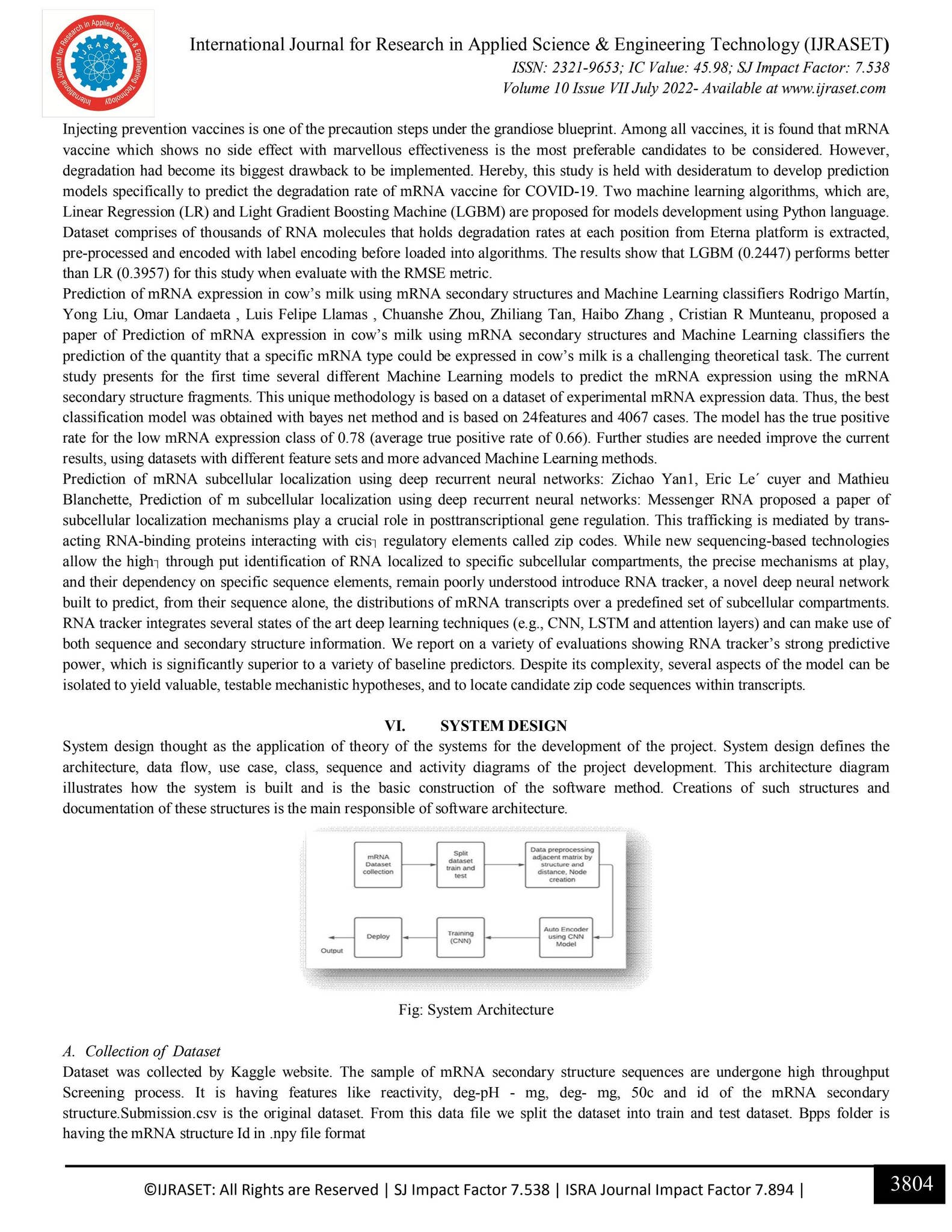 Forecast of mRNA Articulation in Cows Milk Utilizing mRNA Auxiliary ...
